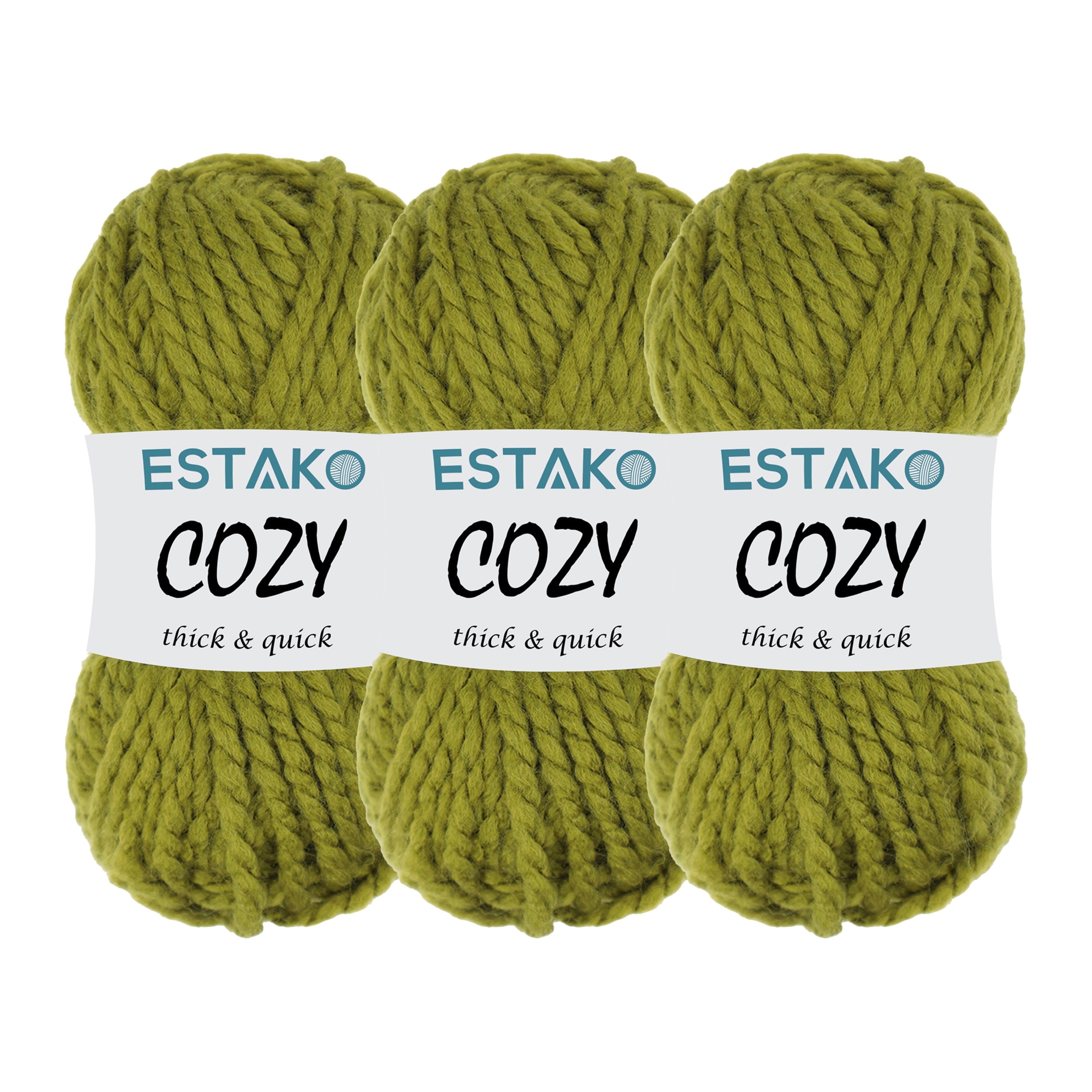 Estako Cozy Thick & Quick Yarn (3 Skeins Pack) 20% Wool 80% Acrylic ...