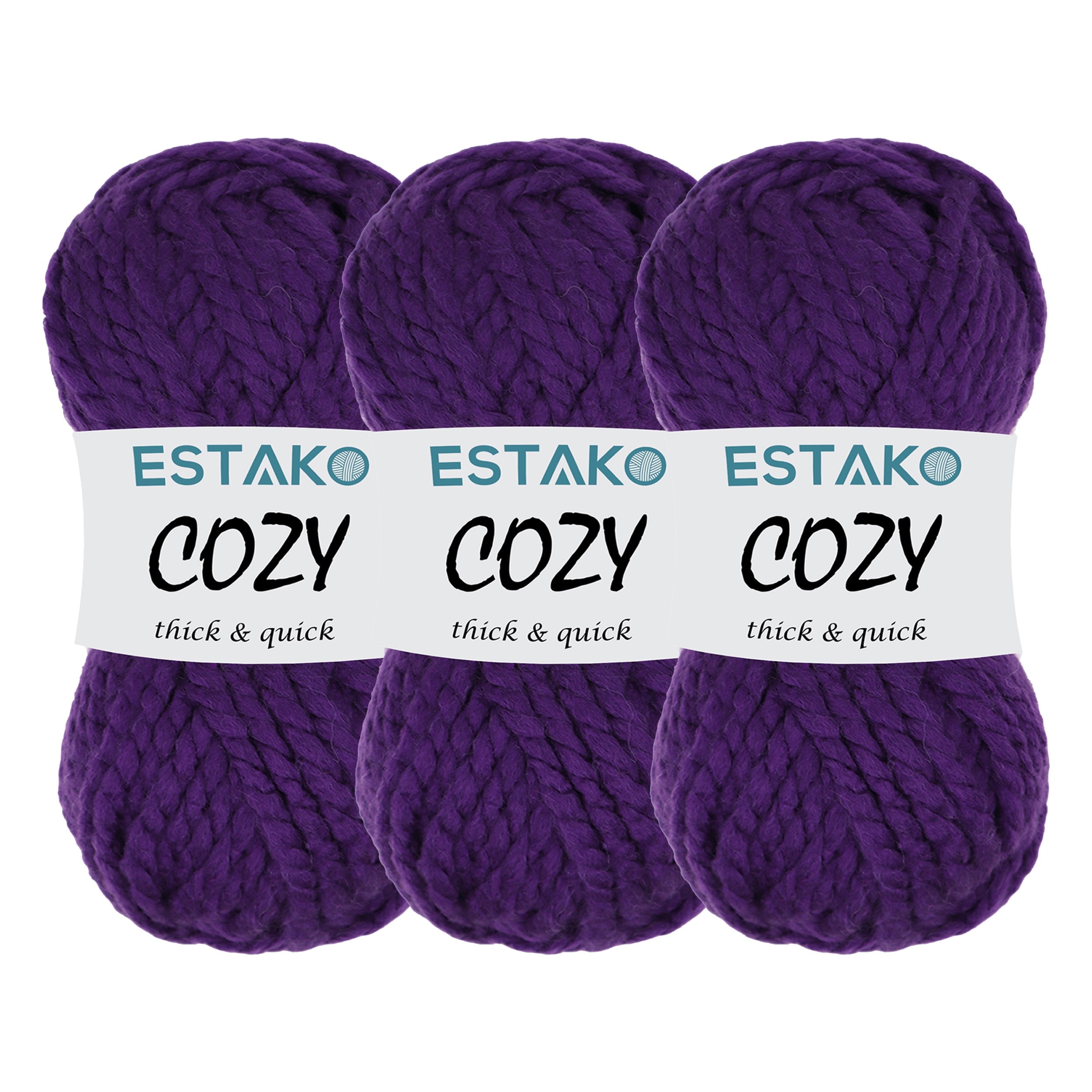 Estako Cozy Thick & Quick Yarn (3 Skeins Pack) 20% Wool 80% Acrylic ...