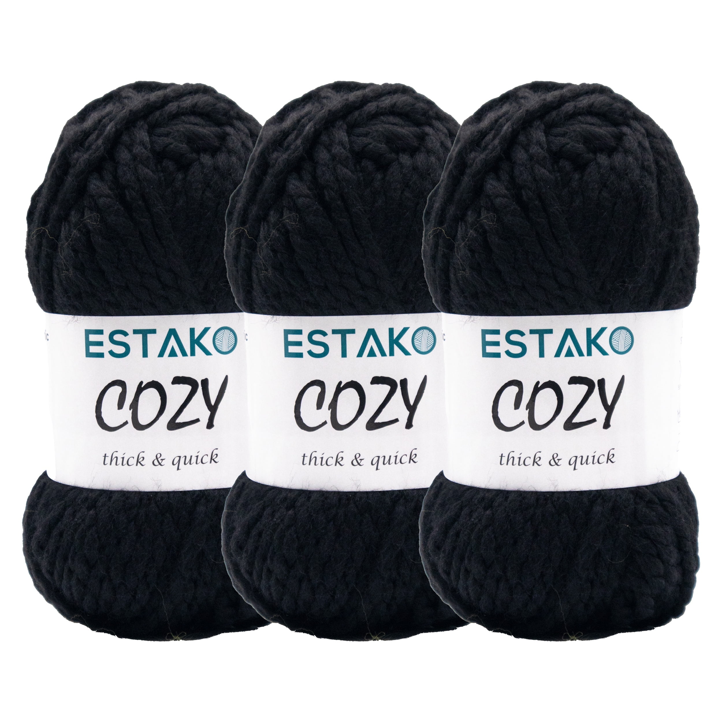Estako Cozy Thick & Quick Yarn (3 Skeins Pack) 20% Wool 80% Acrylic ...