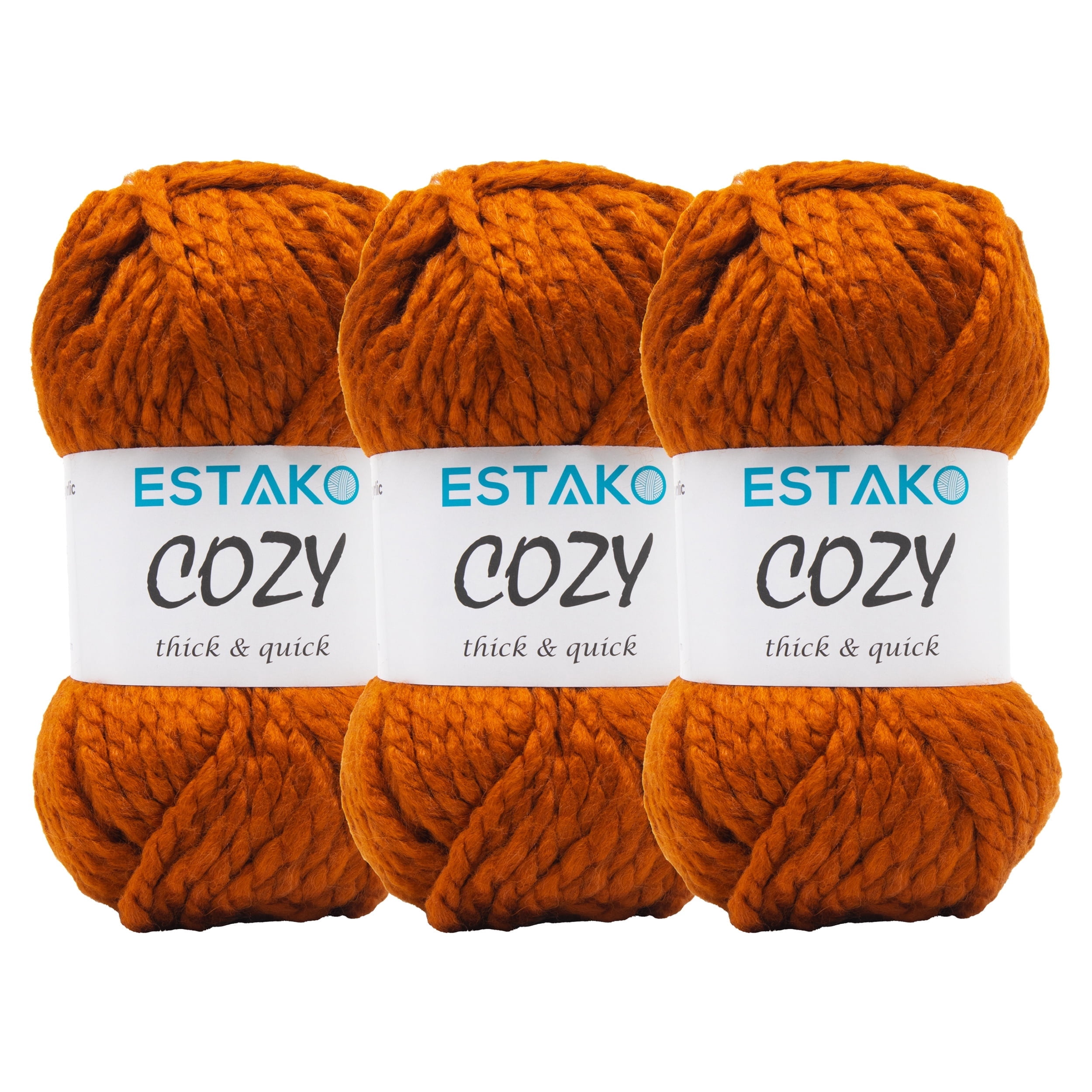 Estako Cozy Thick & Quick Yarn, 3 Skeins, Super Bulky Weight 6, 80% ...