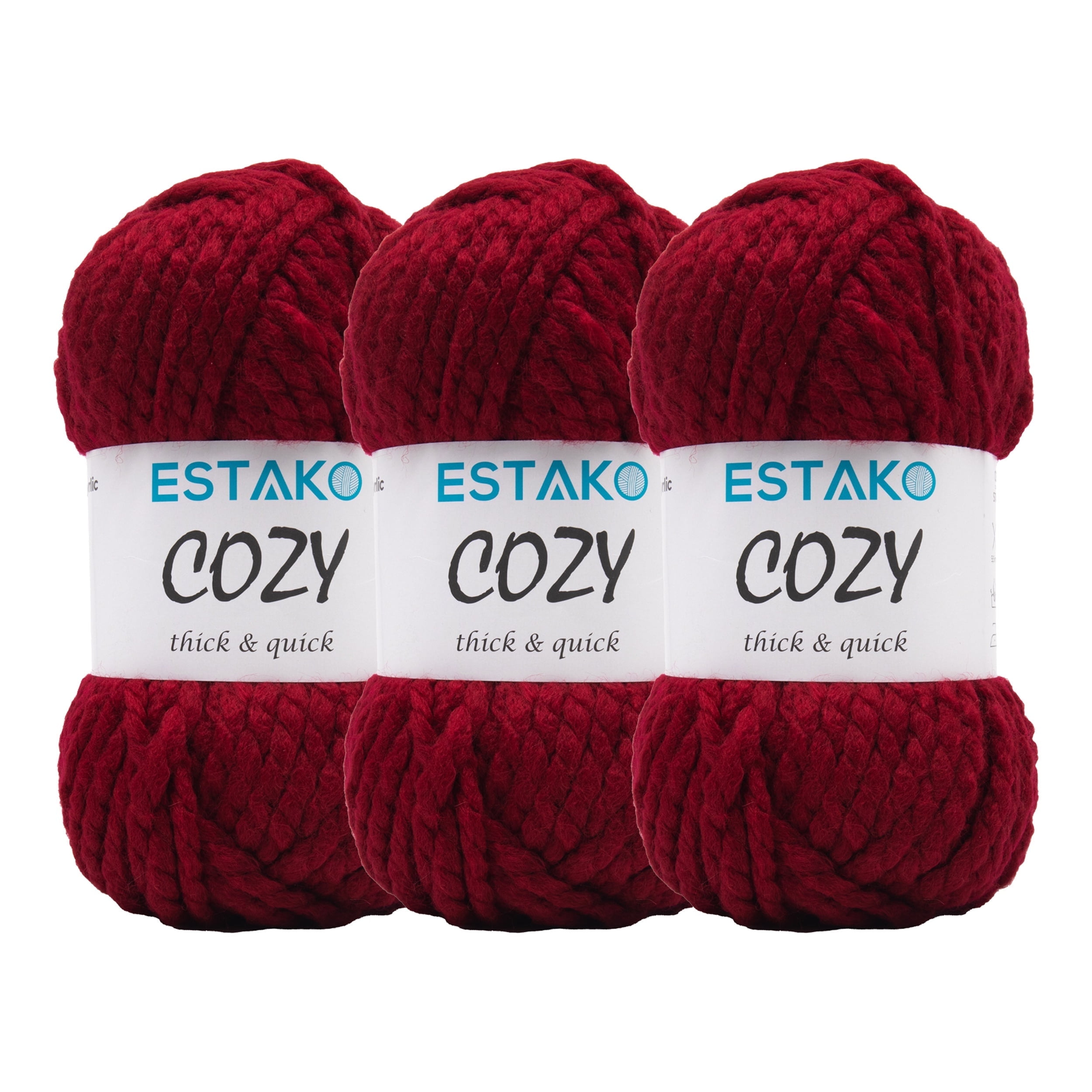 Estako Cozy Thick & Quick Yarn, 3 Skeins, Super Bulky Weight 6, 80% ...