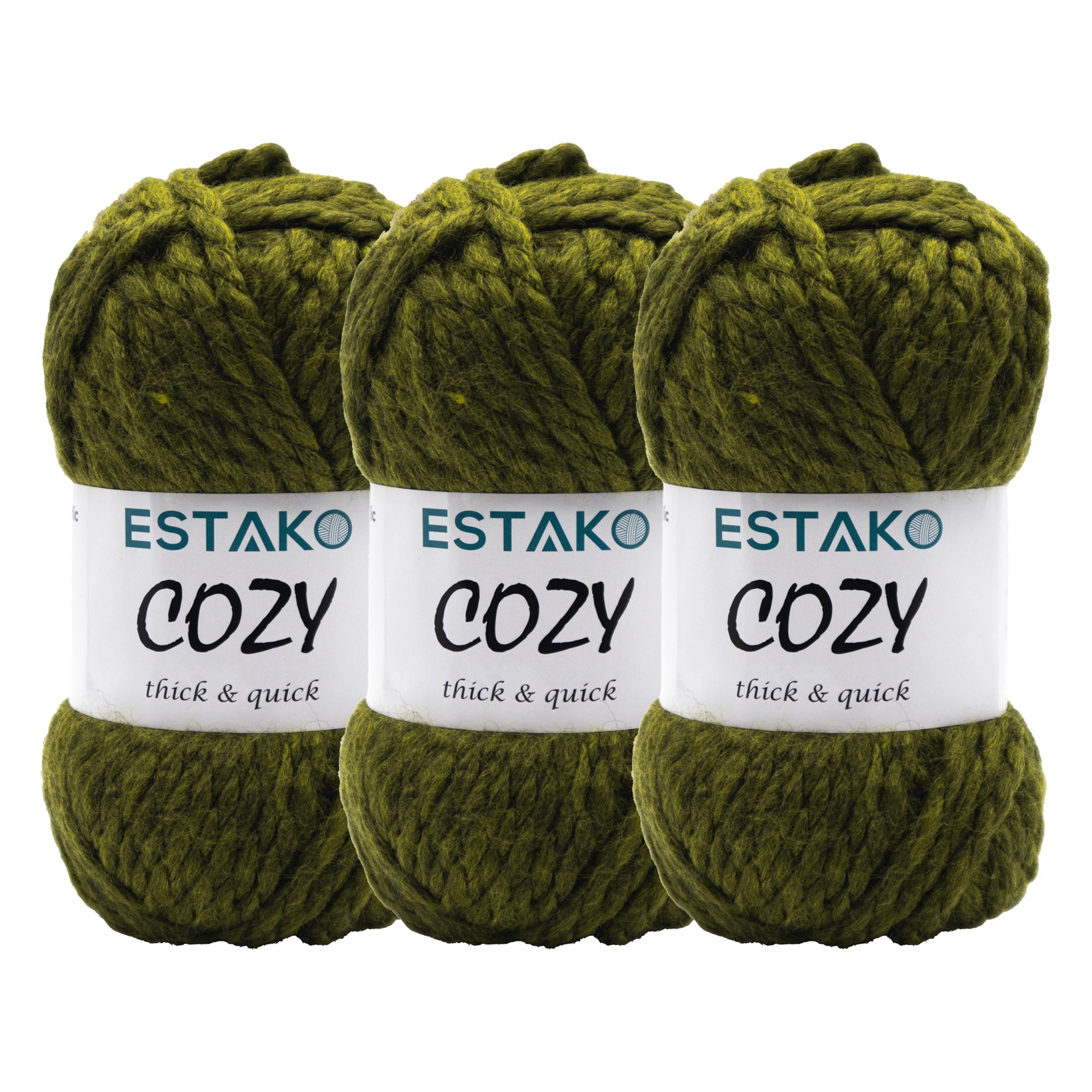 Estako Cozy Thick & Quick Yarn, 3 Skeins, Super Bulky Weight 6, 80% ...