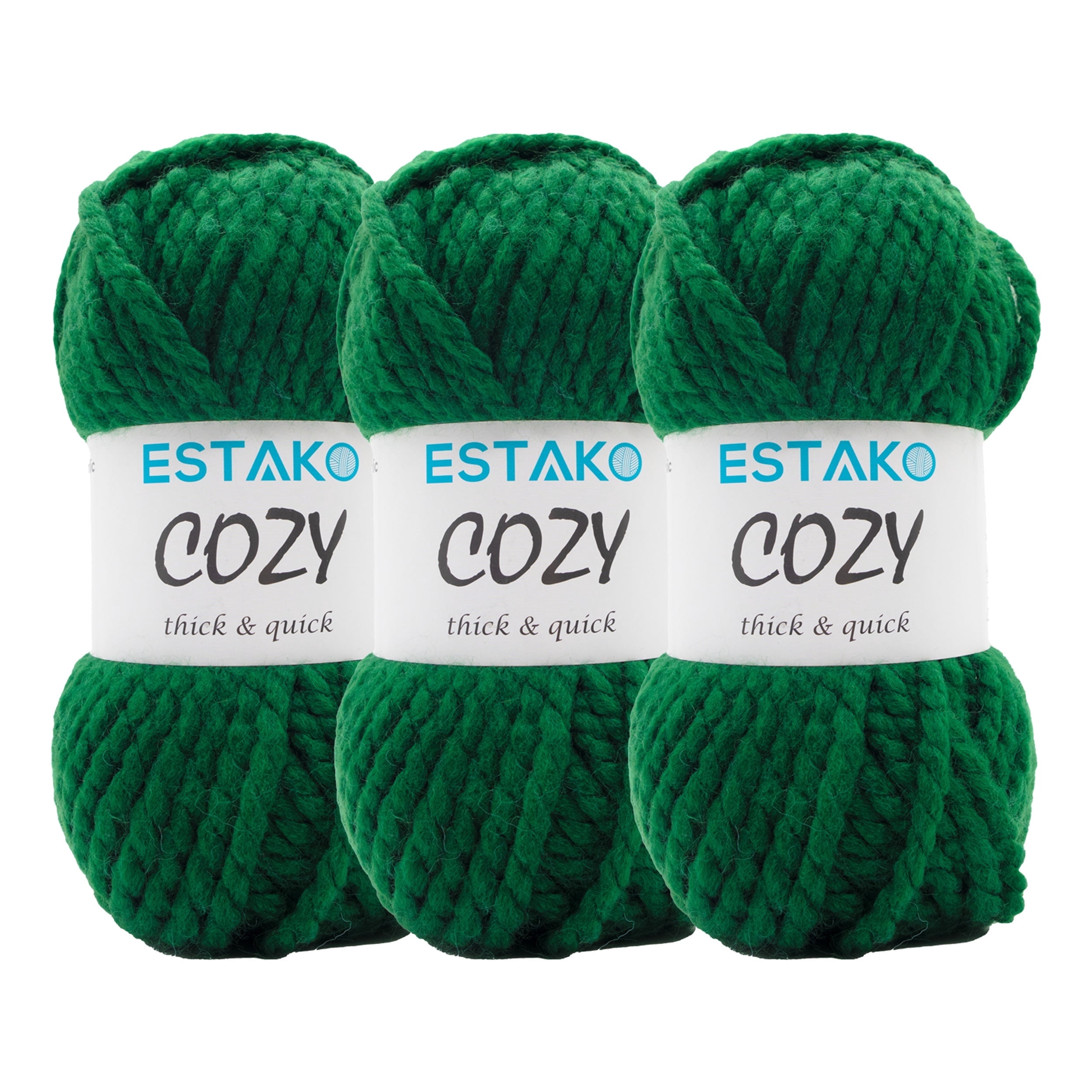 Estako Cozy Thick & Quick Yarn, 3 Skeins, Super Bulky Weight 6, 80% ...