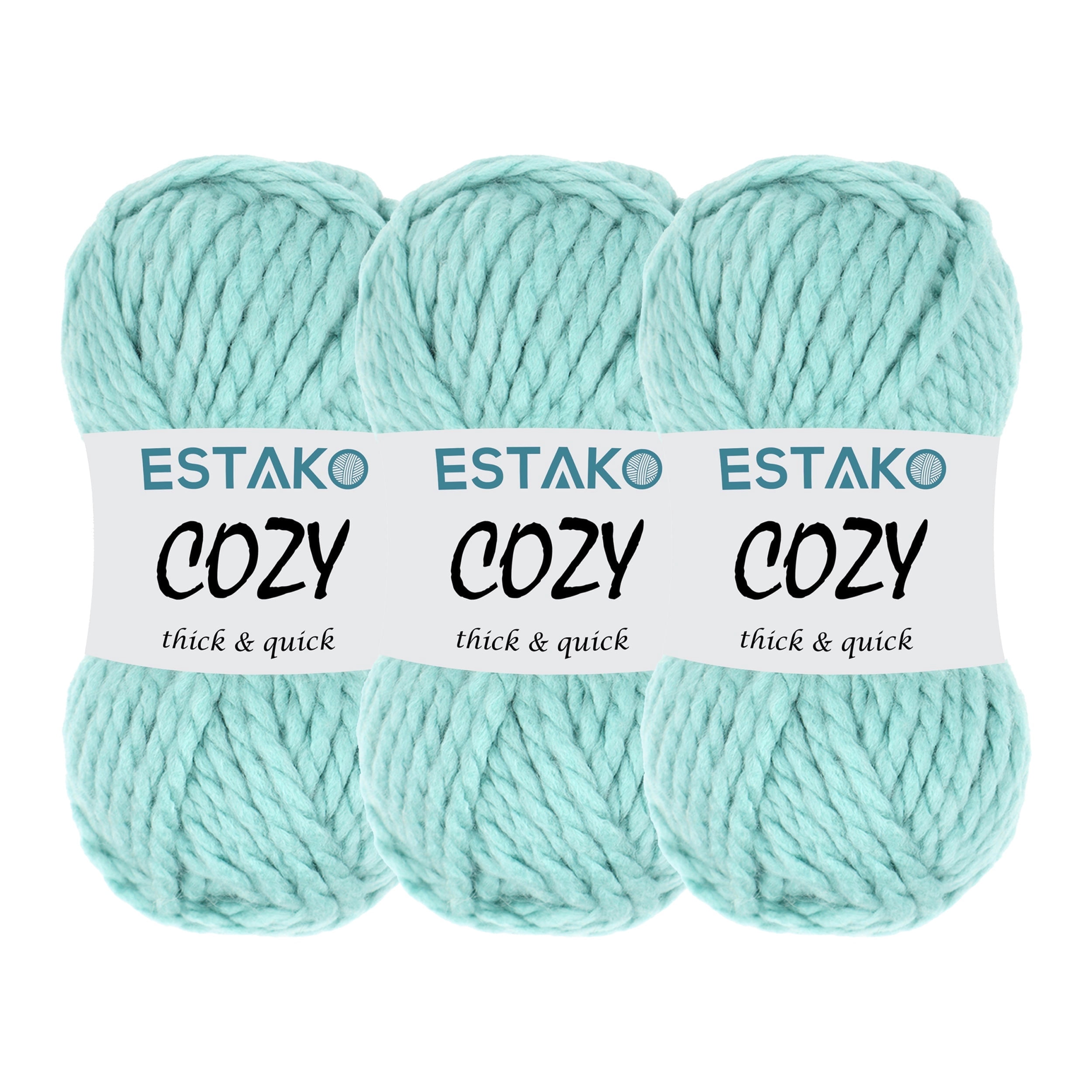 Estako Cozy Thick & Quick Yarn, 3 Skeins, Super Bulky Weight 6, 80% ...