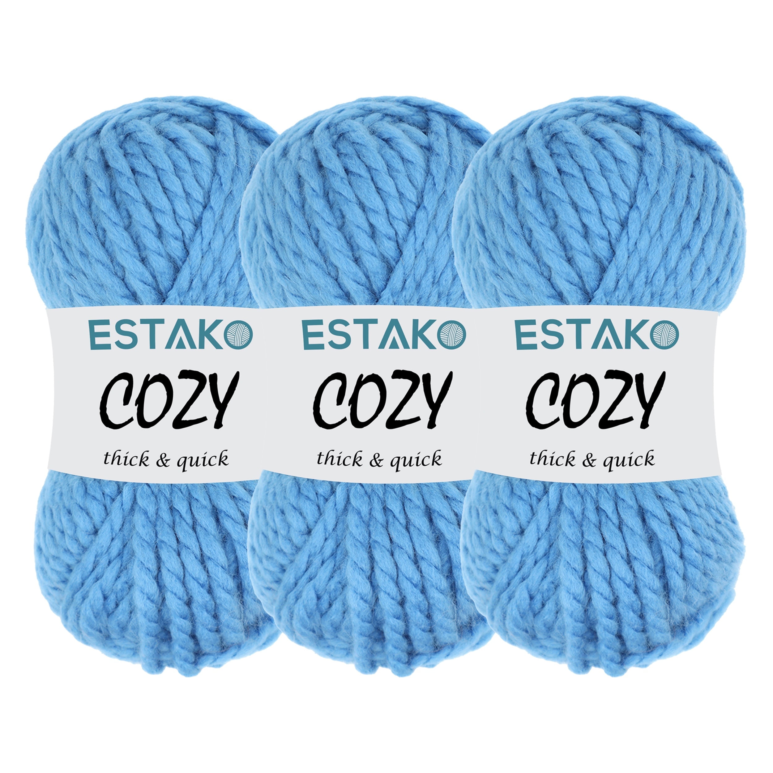 Estako Cozy Thick & Quick Yarn (3 Skeins Pack) 20% Wool 80% Acrylic ...