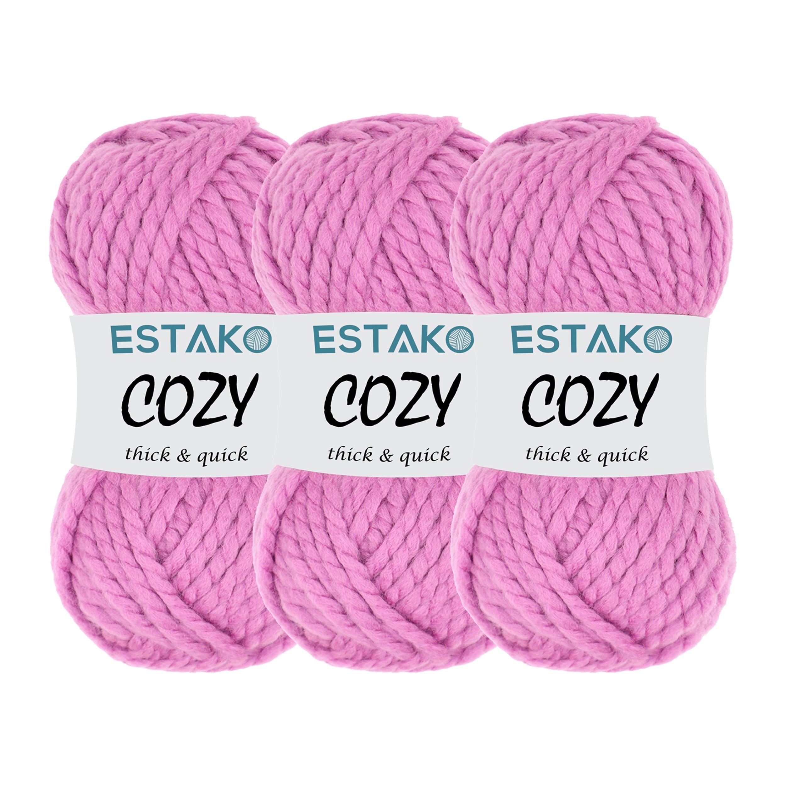 Estako Cozy Thick & Quick Yarn (3 Skeins Pack) 20% Wool 80% Acrylic ...
