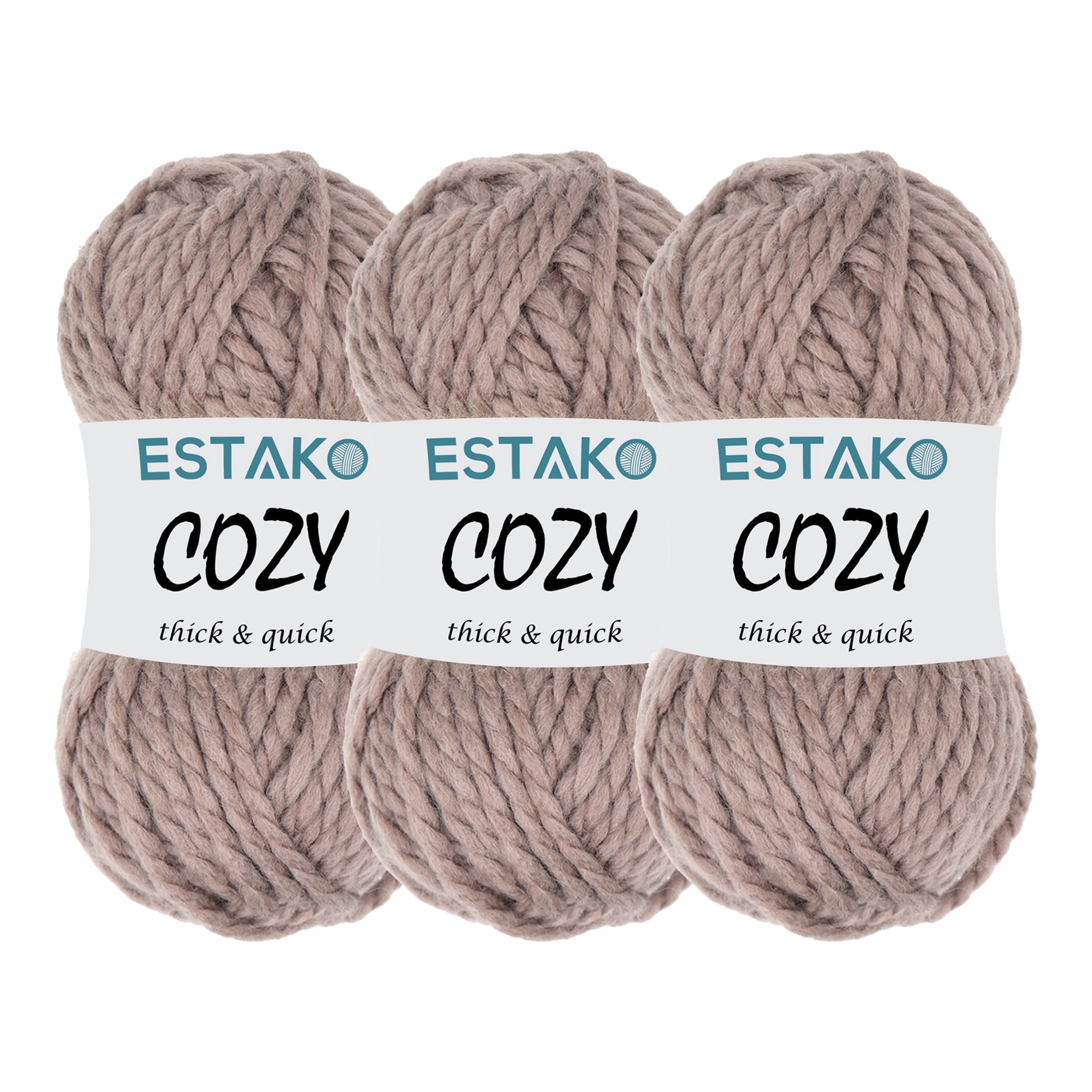 Estako Cozy Thick & Quick Yarn, 3 Skeins, Super Bulky Weight 6, 80% ...