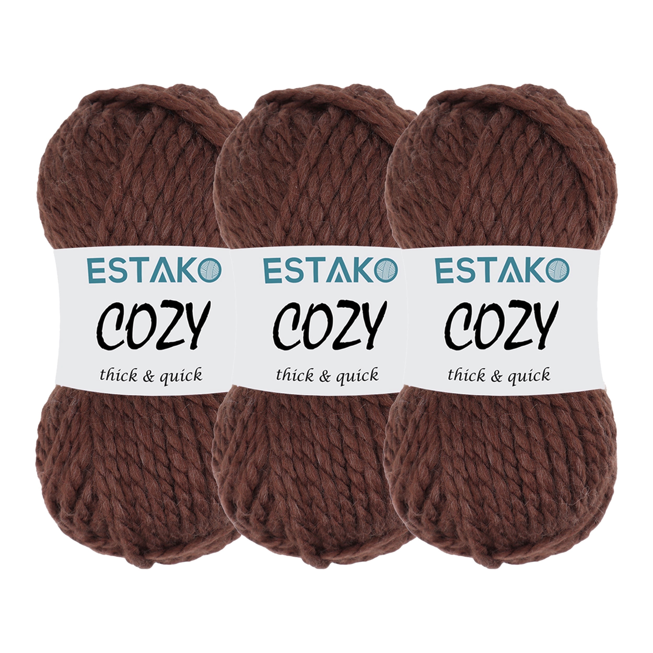 Estako Cozy Thick & Quick Yarn, 3 Skeins, Super Bulky Weight 6, 80% ...