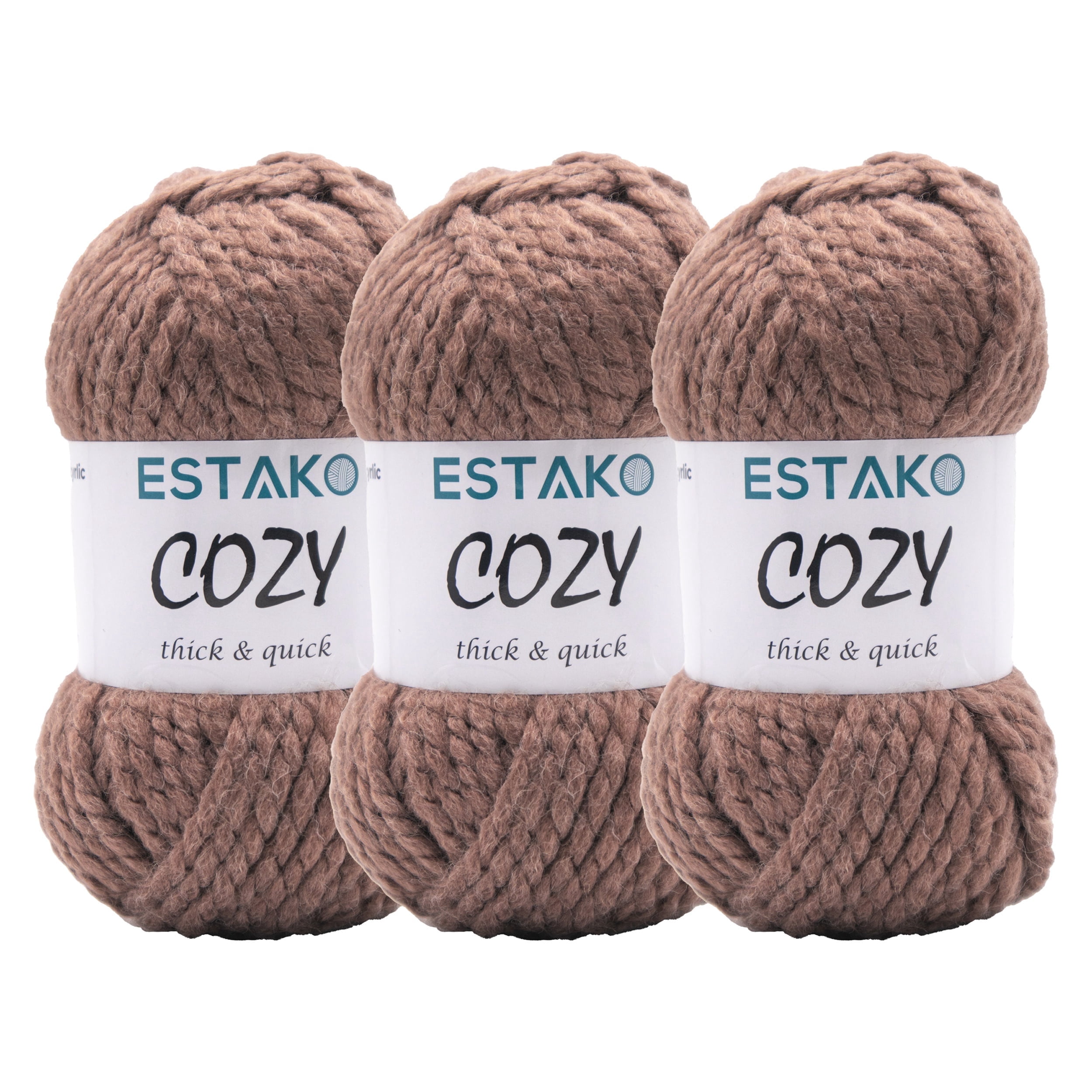 Estako Cozy Thick & Quick Yarn, 3 Skeins, Super Bulky Weight 6, 80% ...