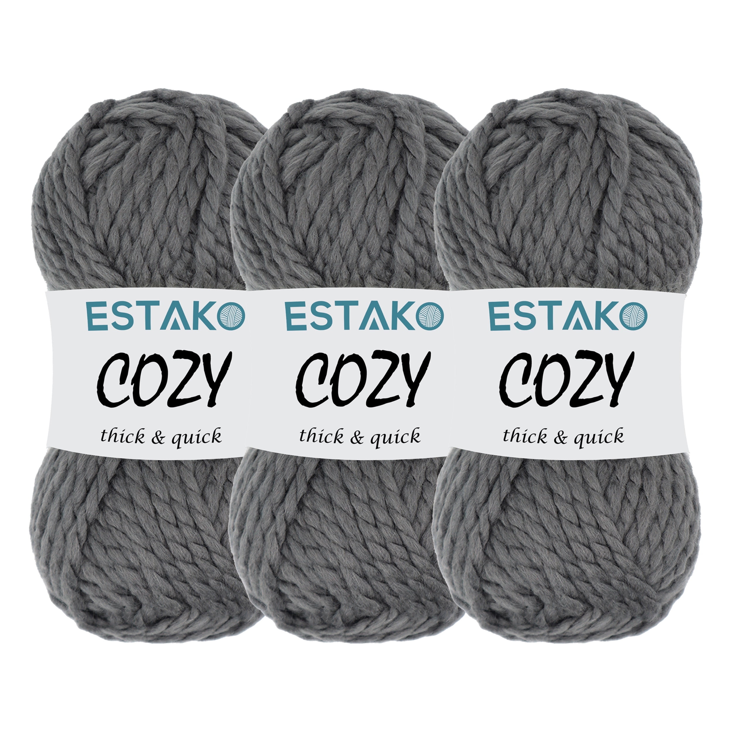 Estako Cozy Thick & Quick Yarn (3 Skeins Pack) 20% Wool 80% Acrylic ...