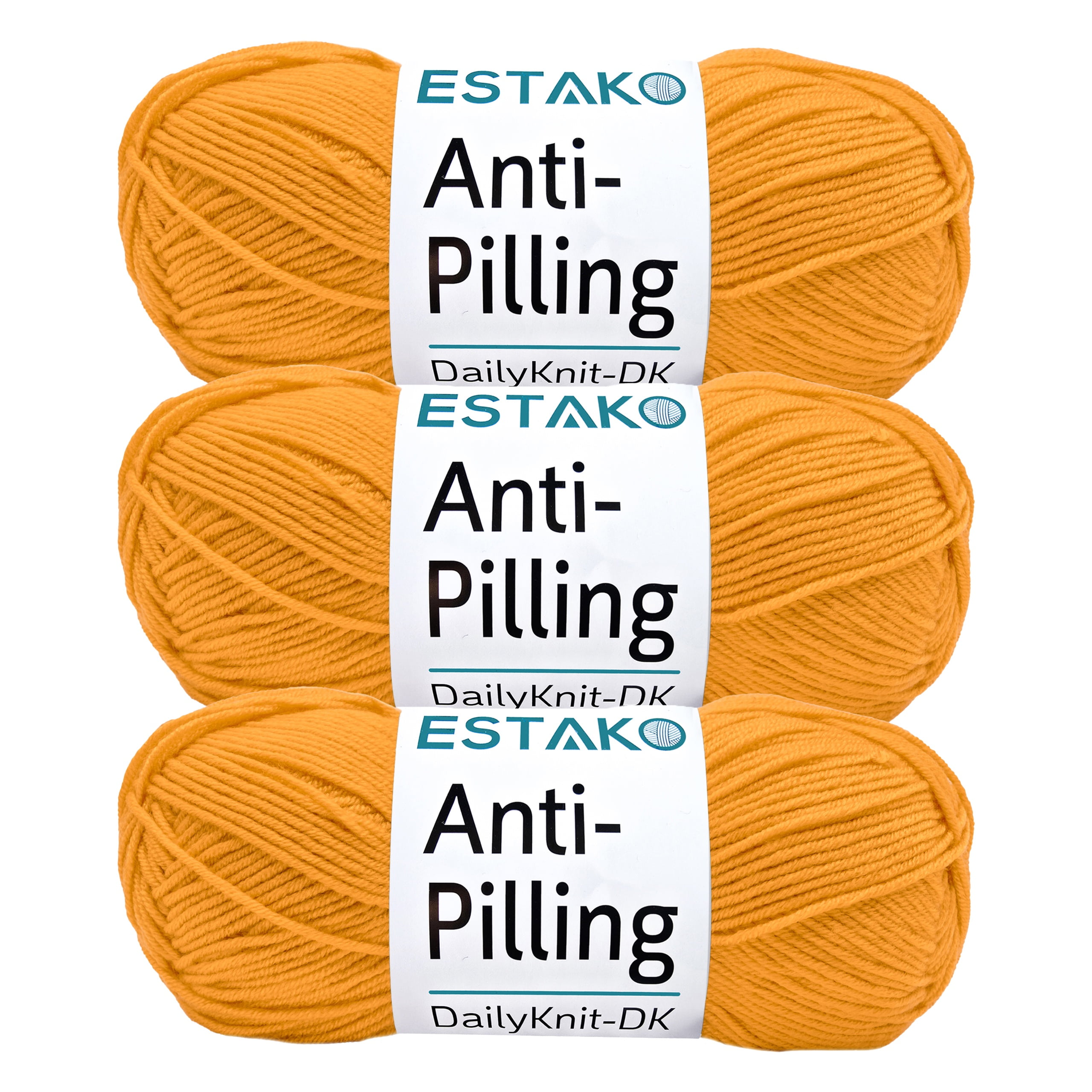 Estako DailyKnit-DK - (3 Skeins Pack) - 100% Anti-Pilling Acrylic Yarn ...