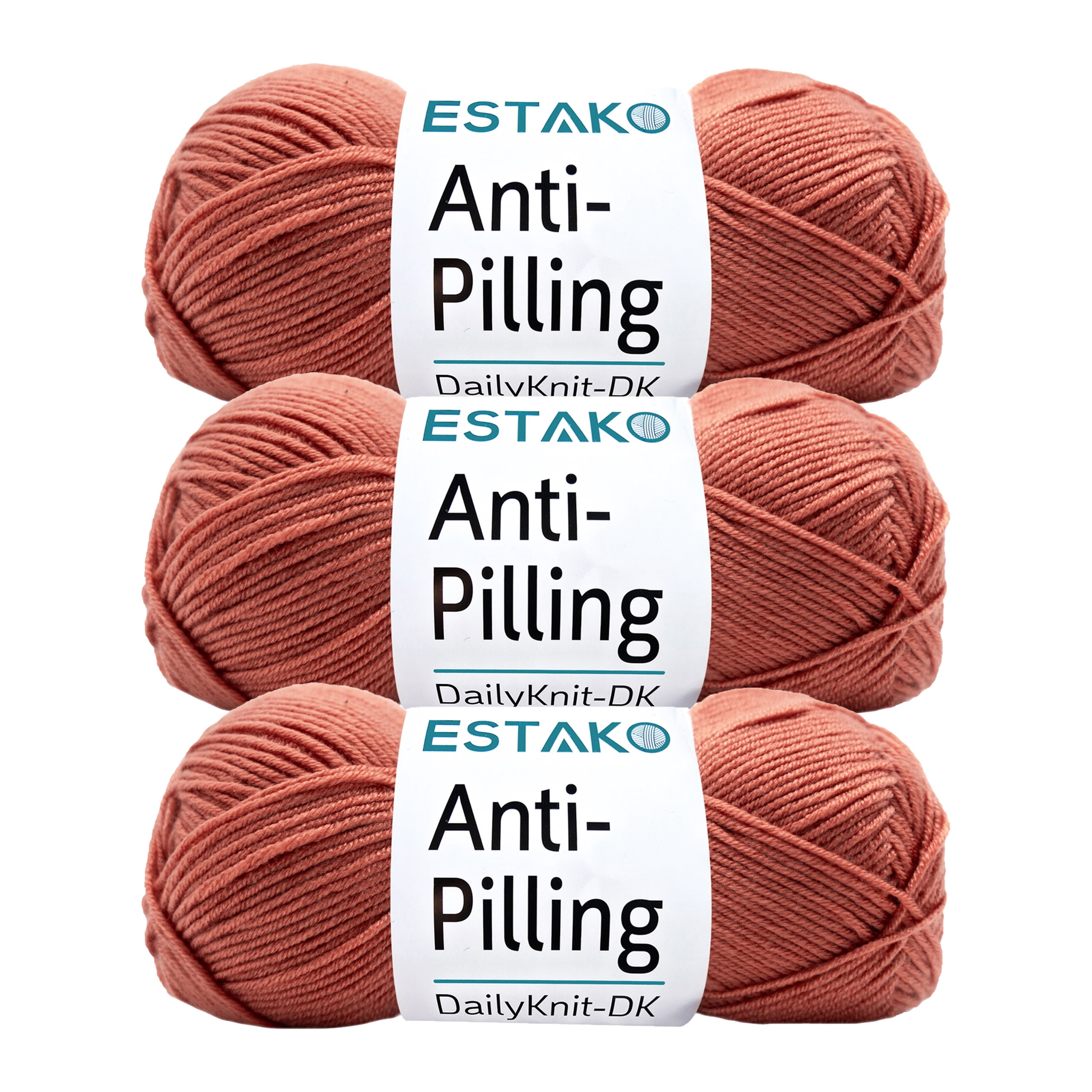 Estako DailyKnit-DK - (3 Skeins Pack) - 100% Anti-Pilling Acrylic Yarn ...