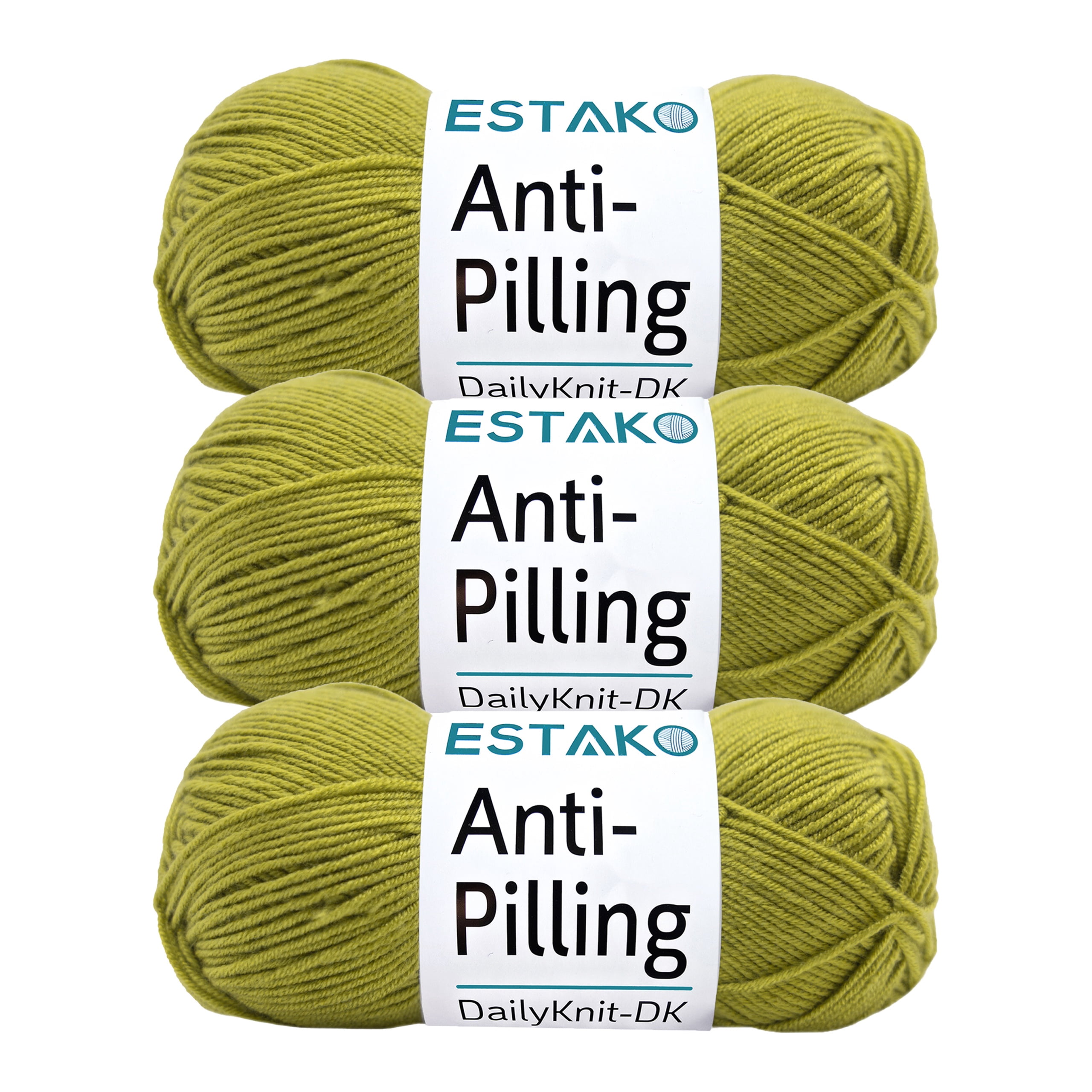Estako DailyKnit-DK - (3 Skeins Pack) - 100% Anti-Pilling Acrylic Yarn ...