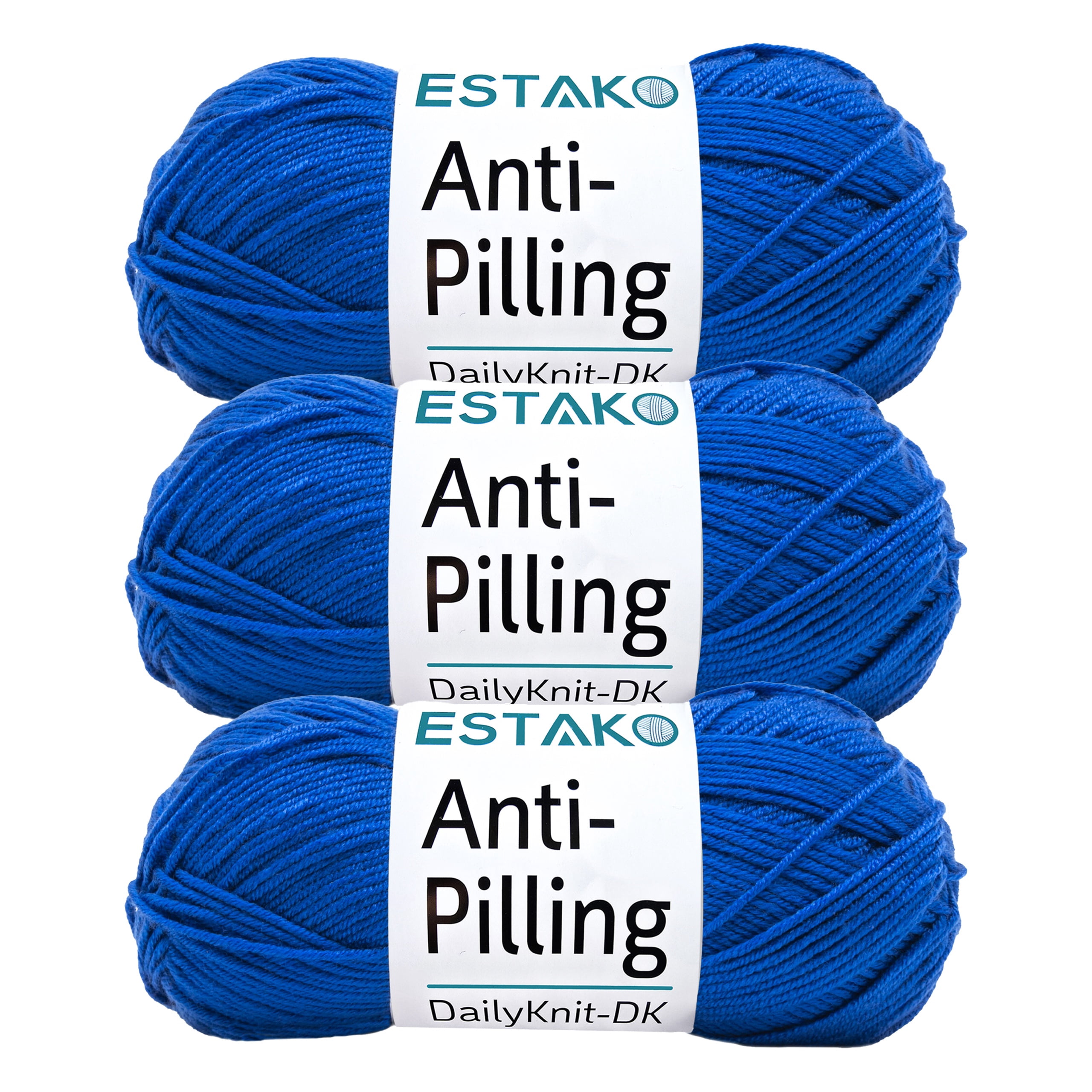 Estako DailyKnit-DK - (3 Skeins Pack) - 100% Anti-Pilling Acrylic Yarn ...