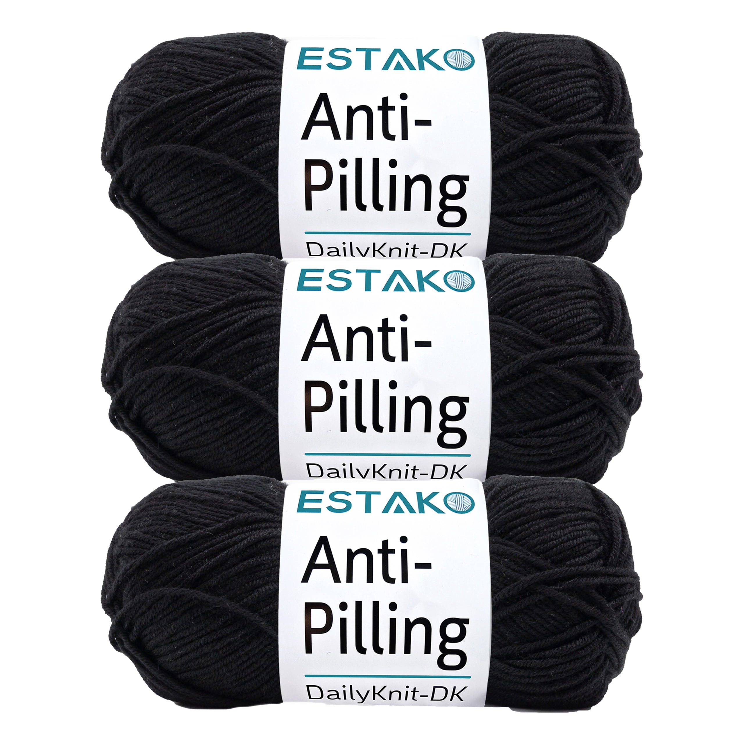 Estako DailyKnit-DK - (3 Skeins Pack) - 100% Anti-Pilling Acrylic Yarn ...