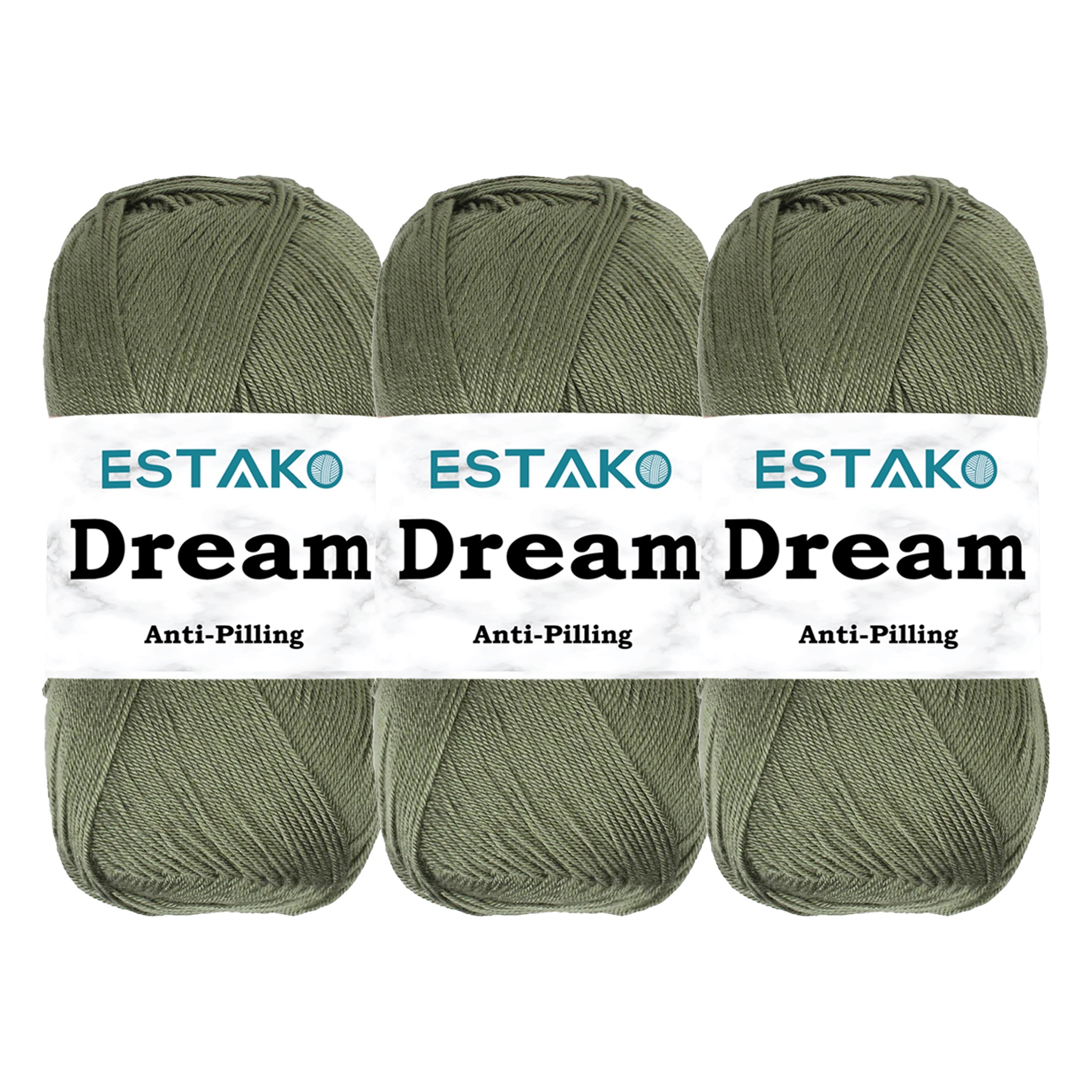 Estako Dream, (3 Skeins Pack) 100% Microfiber Acrylic Yarn, Soft, Super ...