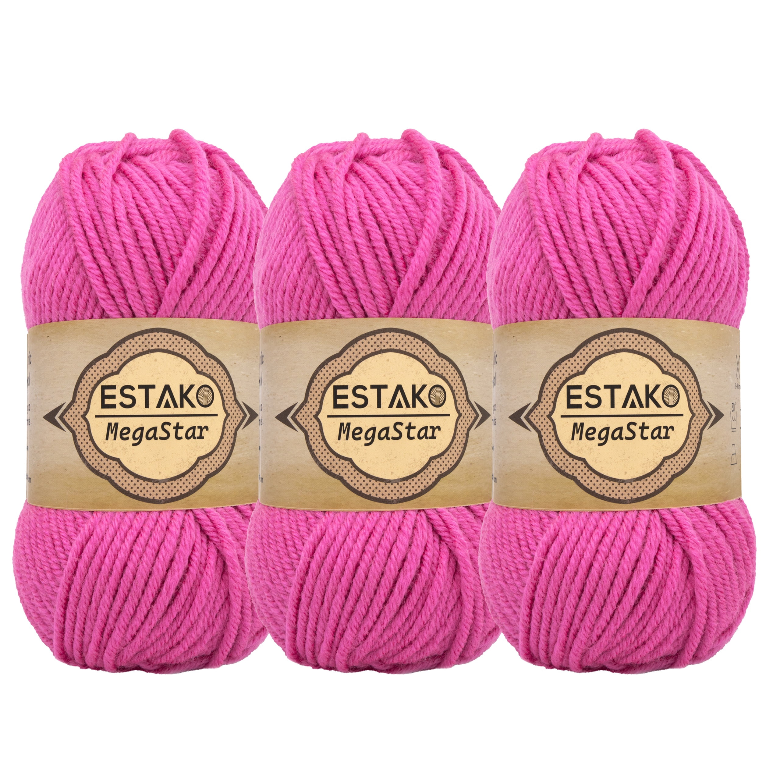 Estako Megastar, (3 Skeins Pack) 75% Acrylic 25% Wool Yarn, Soft ...