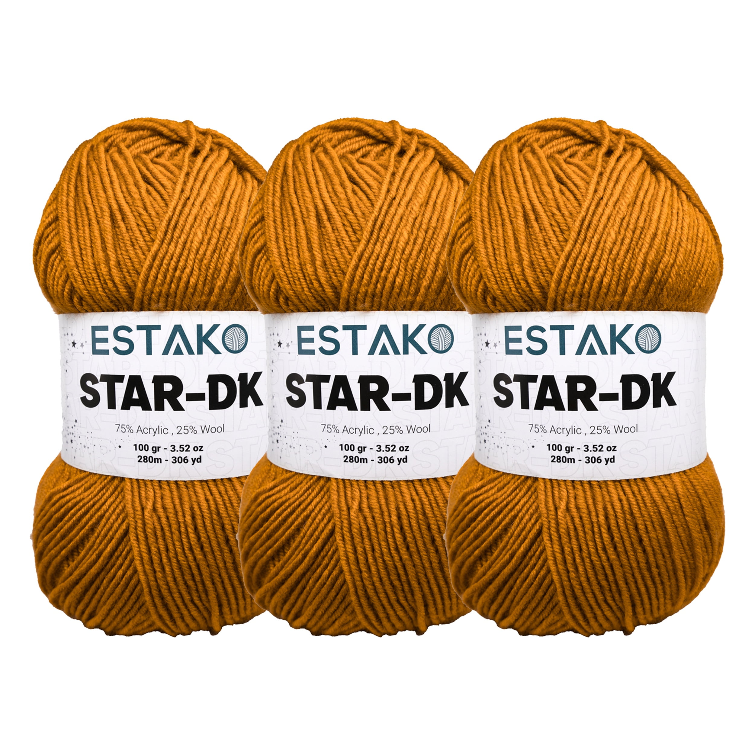 Estako Star-DK Yarn - (3 Skeins Pack) - 75% Acrylic 25% Wool - Soft ...