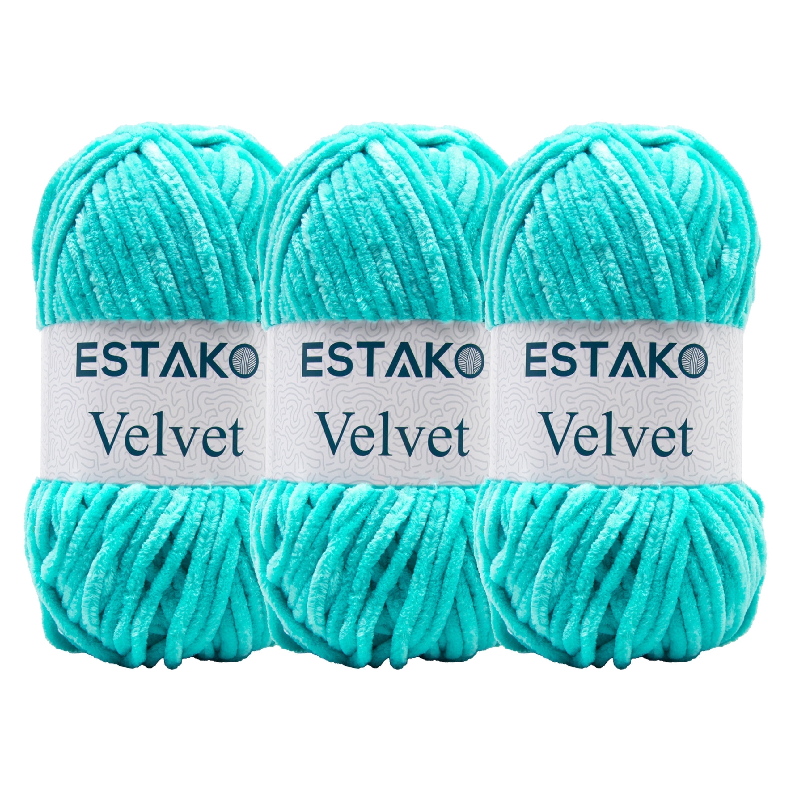 Estako Velvet (3- Skeins Pack) Chenille Blanket amigurumi Yarn for ...