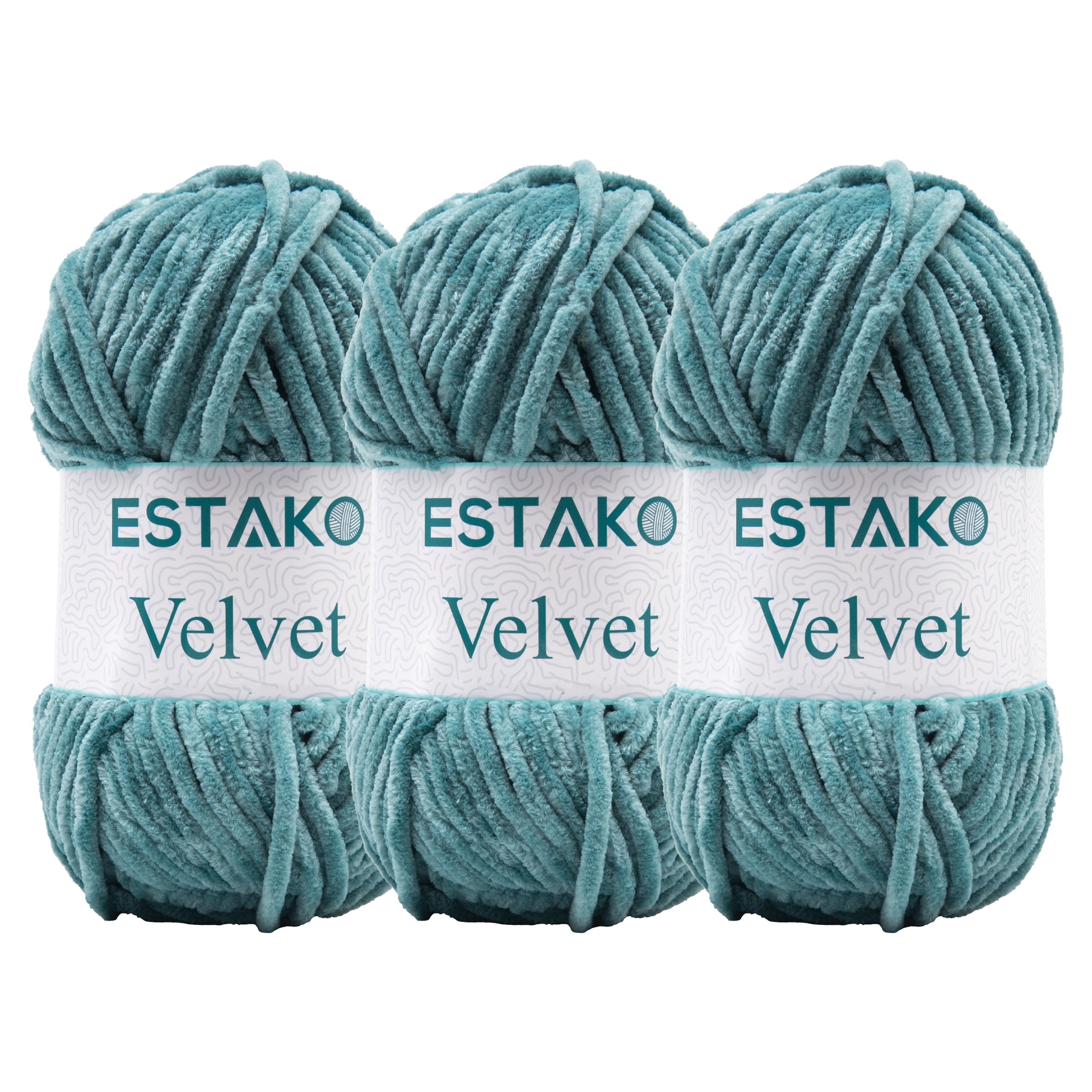 Estako Velvet (3- Skeins Pack) Chenille Blanket amigurumi Yarn for ...