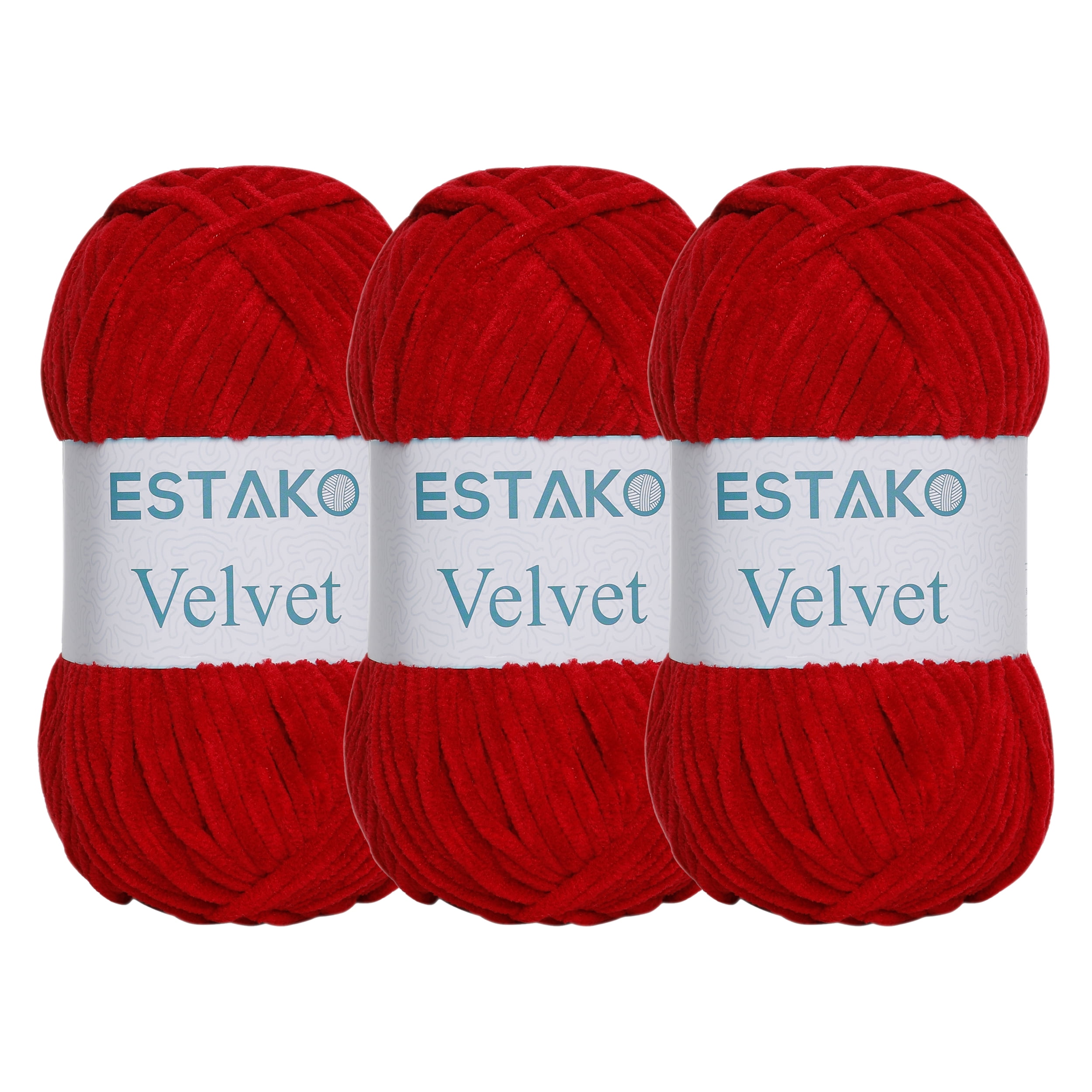 Estako Velvet Chenille Yarn 3 Skeins Pack 100g 120m for Crocheting ...