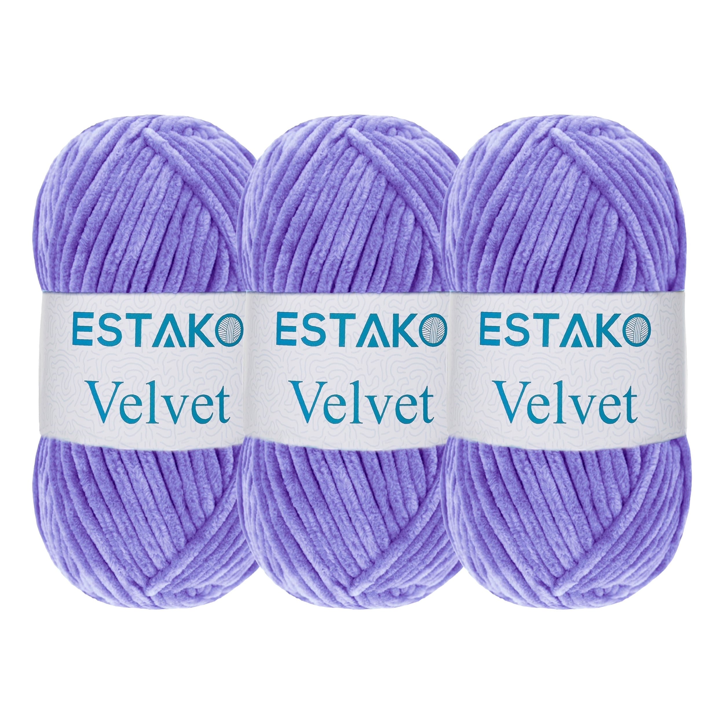 Estako Velvet Chenille Yarn, 3 Skeins Pack, Super Bulky, 132 yds Each ...