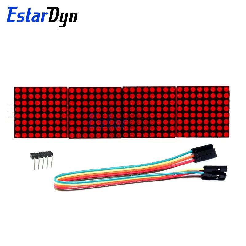 Estardyn MAX7219 Dot Matrix Module for Arduino Microcontroller 4 in 1 Display with 5P Line Red ...