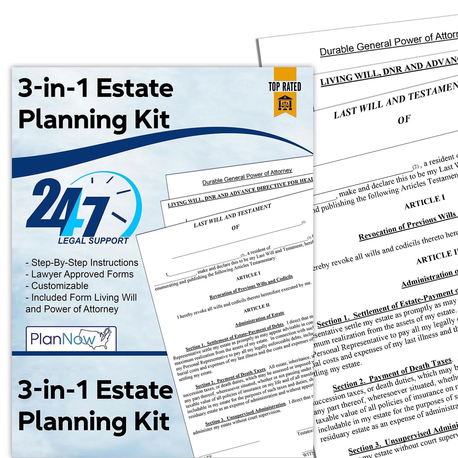 Estate Planning Kit Includes Last Will and Testament, POA, Living Will ...