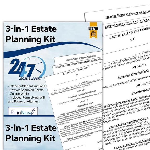 Estate Planning Kit Includes Last Will and Testament, POA, Living Will ...
