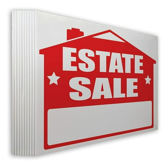 Estate Sale Signs 24x18 - 10 Pack | Coroplast Lawn Signs with H-Stakes ...