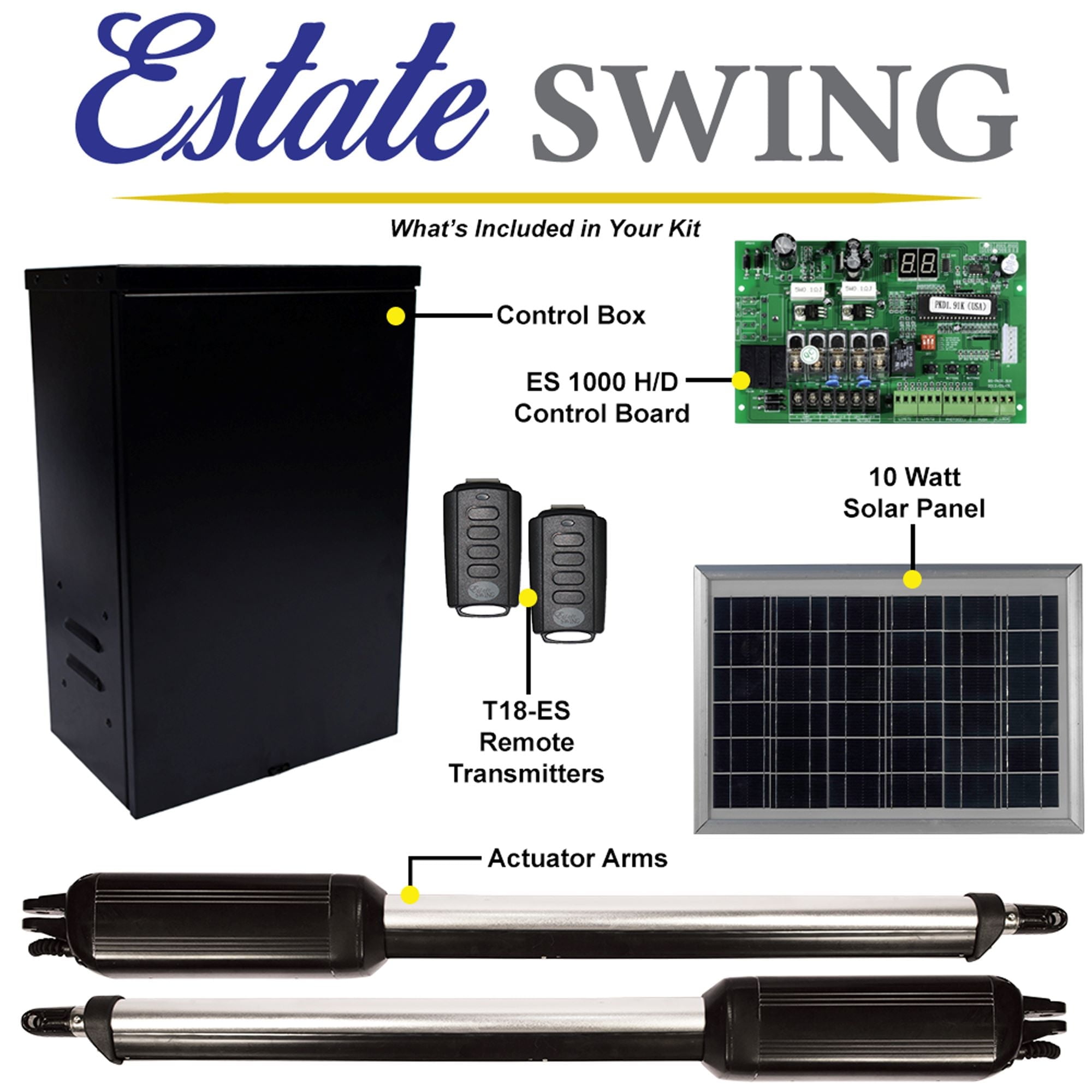 Estate Swing E-S1000D 12V Heavy-Duty Dual Automatic Swing Gate Opener ...