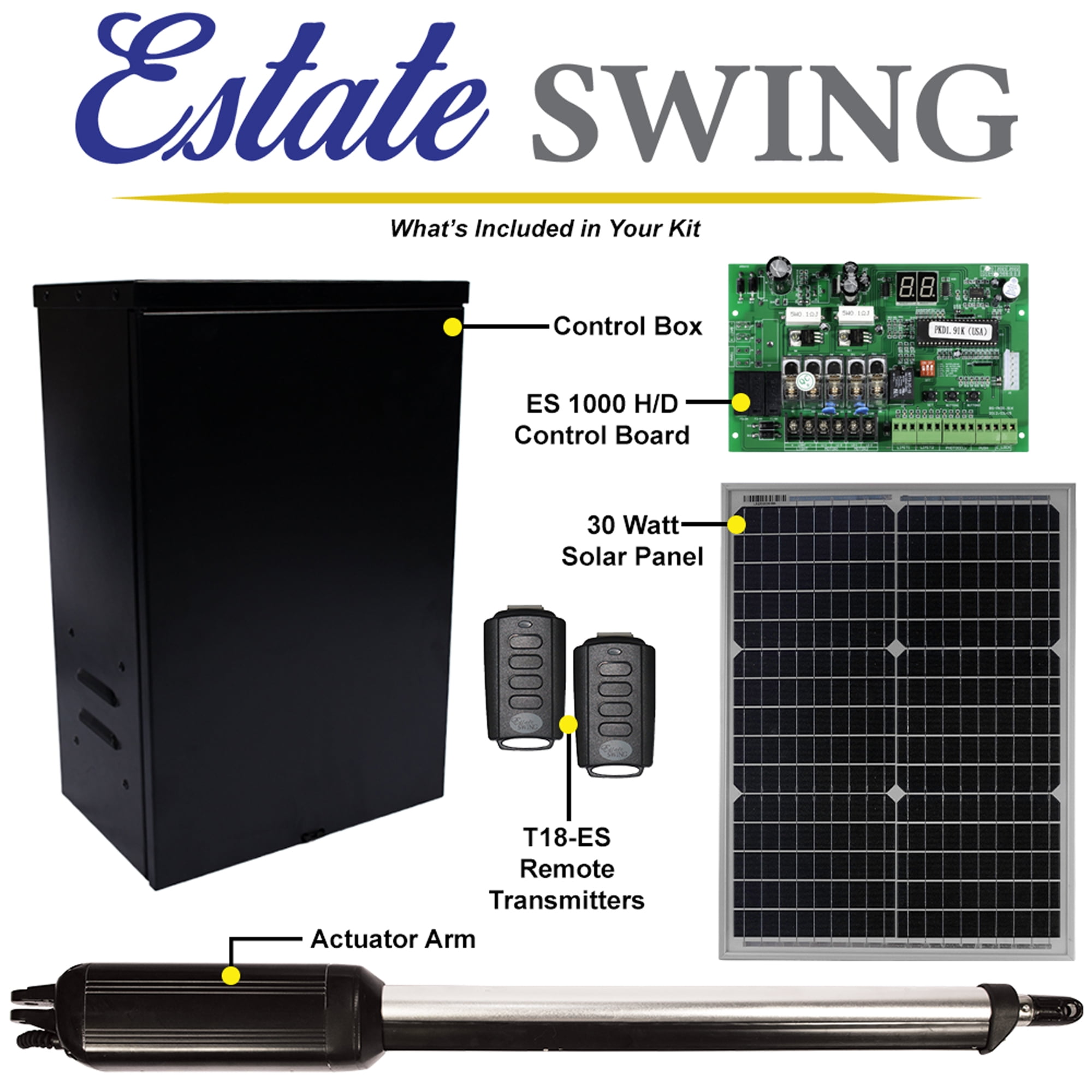 Estate Swing E-S1000H Single Swing Solar Gate Opener w/ 30 Watt Solar Panel - Walmart.com