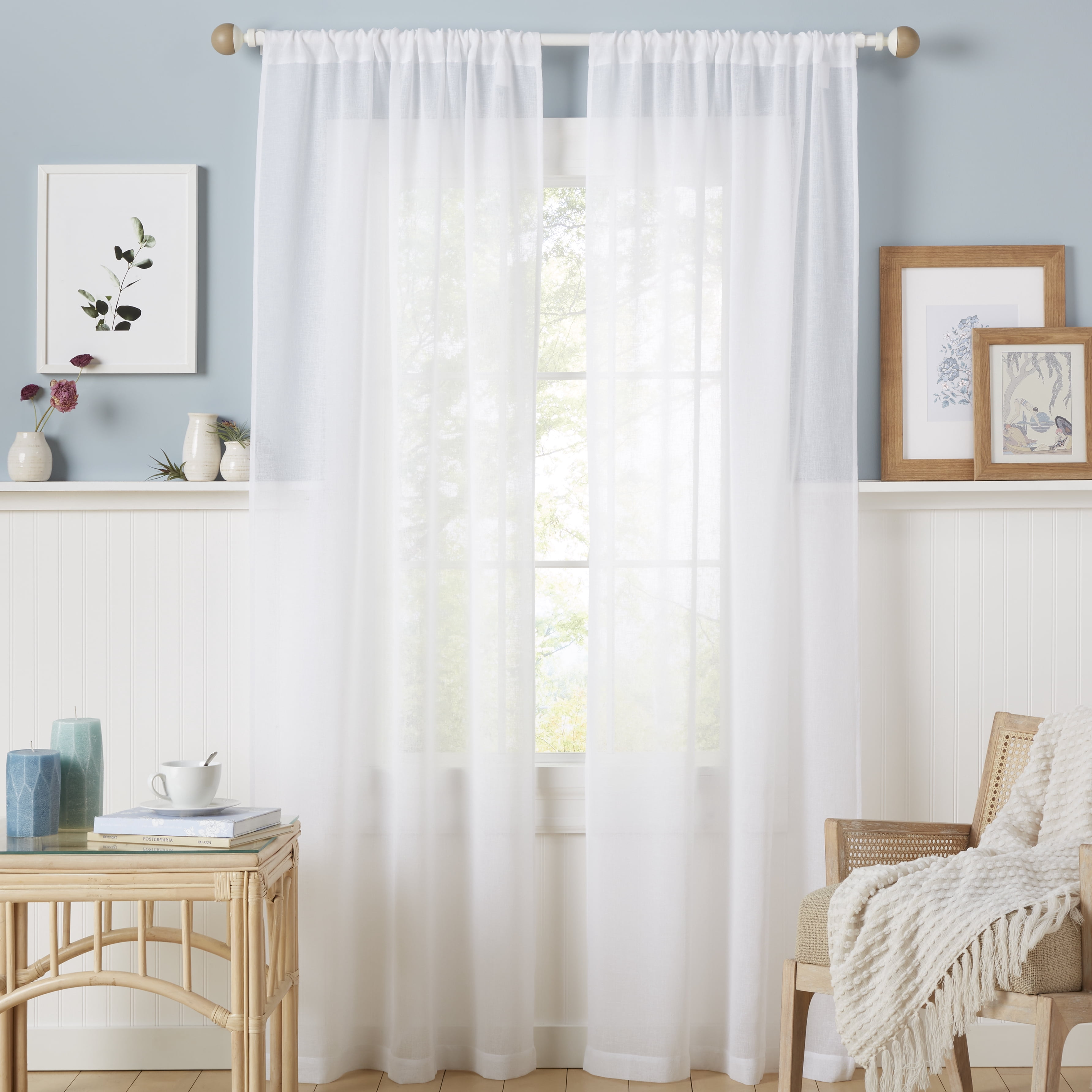 Estate View™ Beaumont Sheer Rod Pocket Curtain Panel Pair, 38"x96 ...