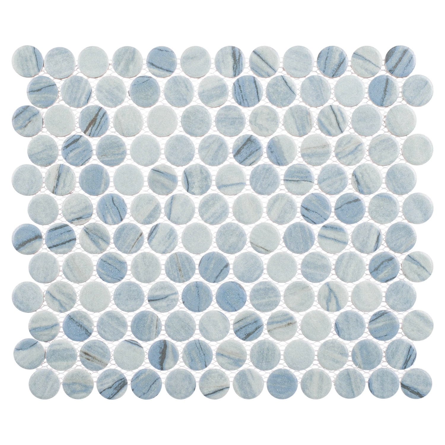 Estavo Nemo Blue 3/4-in. Penny Round Stone Inspired Matte Porcelain ...