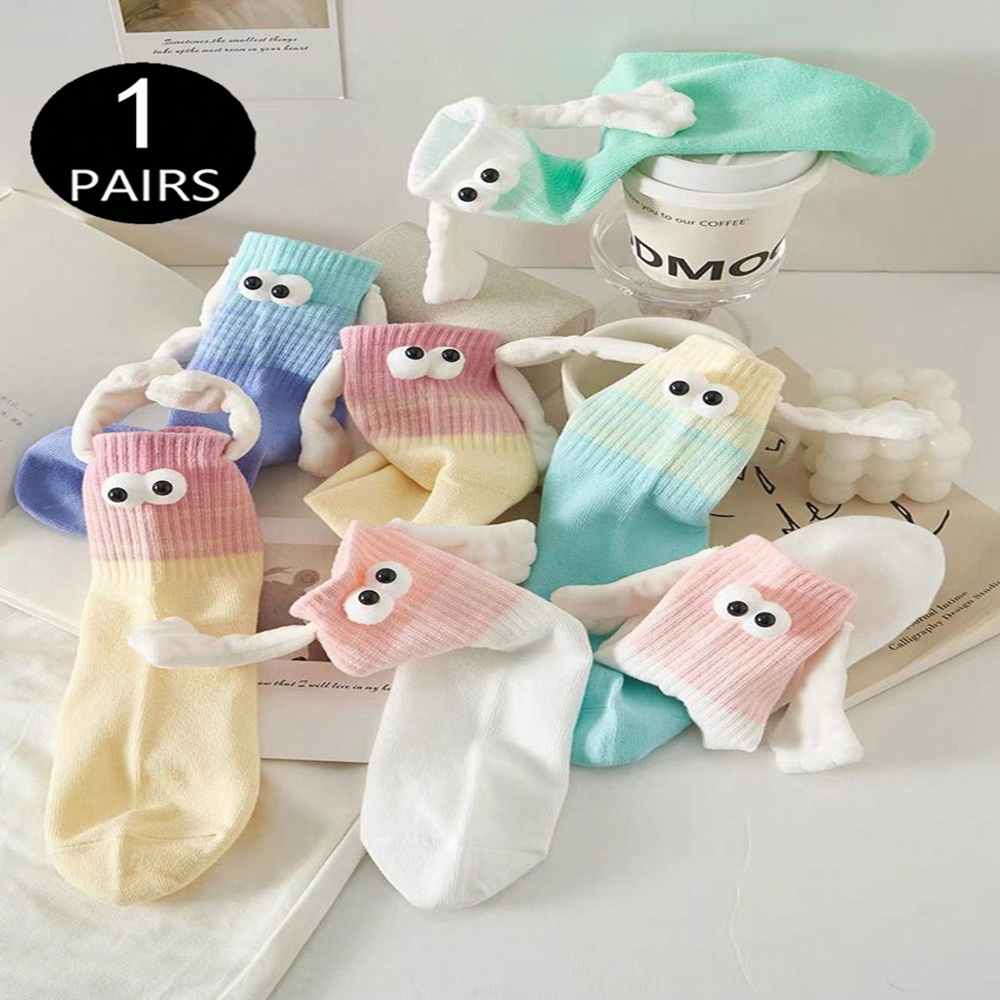 Estbridge 1 Pair Of Gradient Color Couple Socks With Hand-In-Hand ...