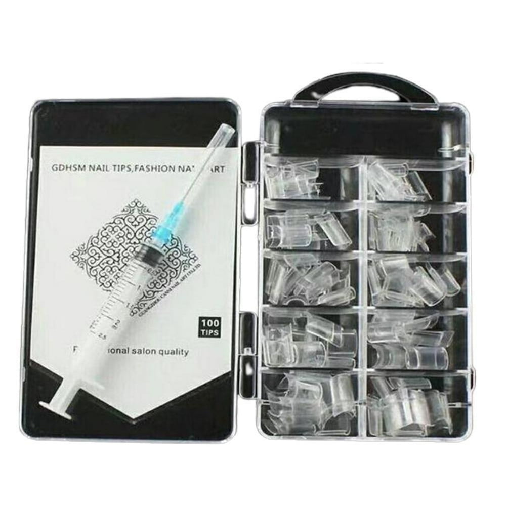 Estbridge 100pcs / box Aquarium Nail Tips Clear Liquid Water Syringe ...
