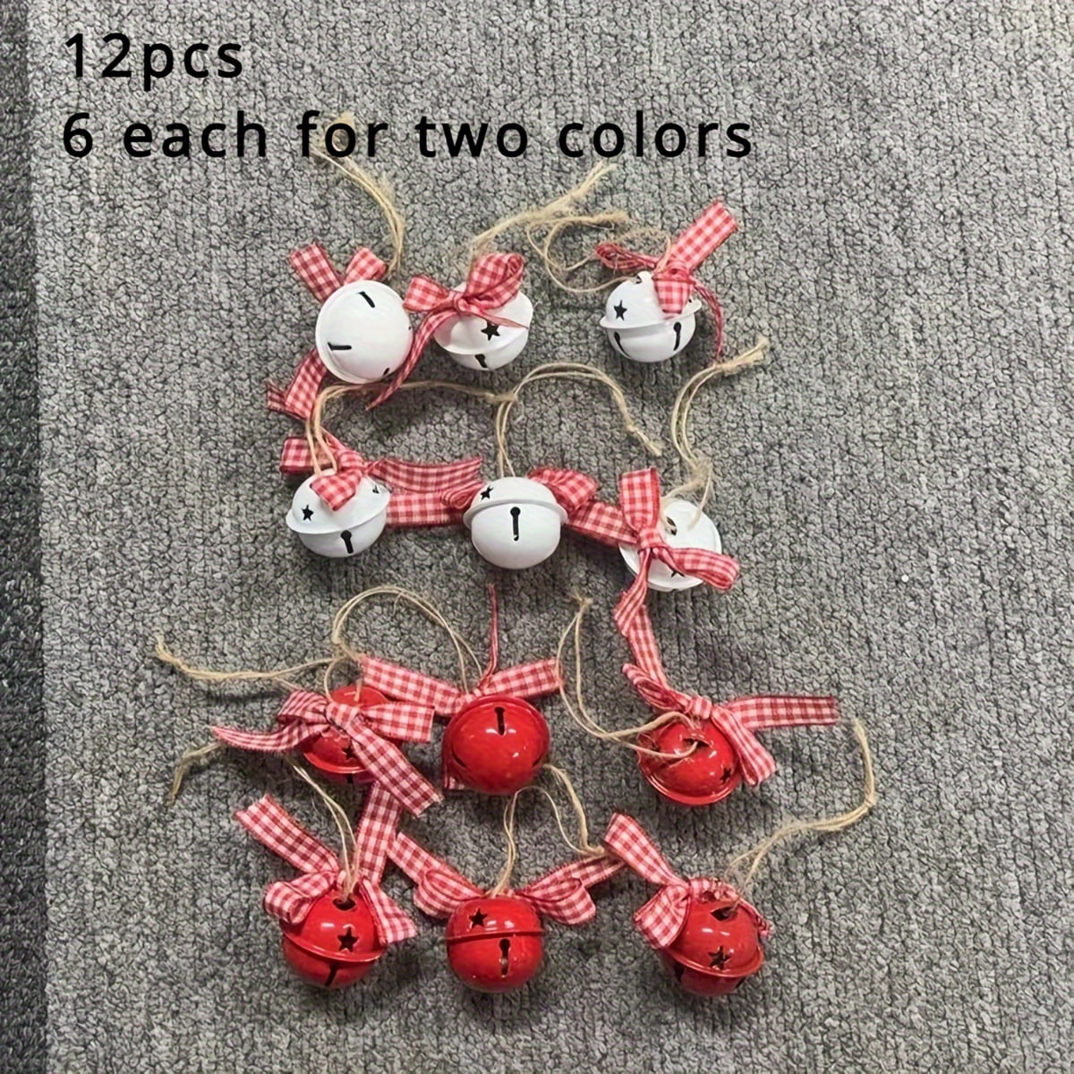 Estbridge 12pcs Christmas Jingle Bells with Red Ribbon - Snowflake ...