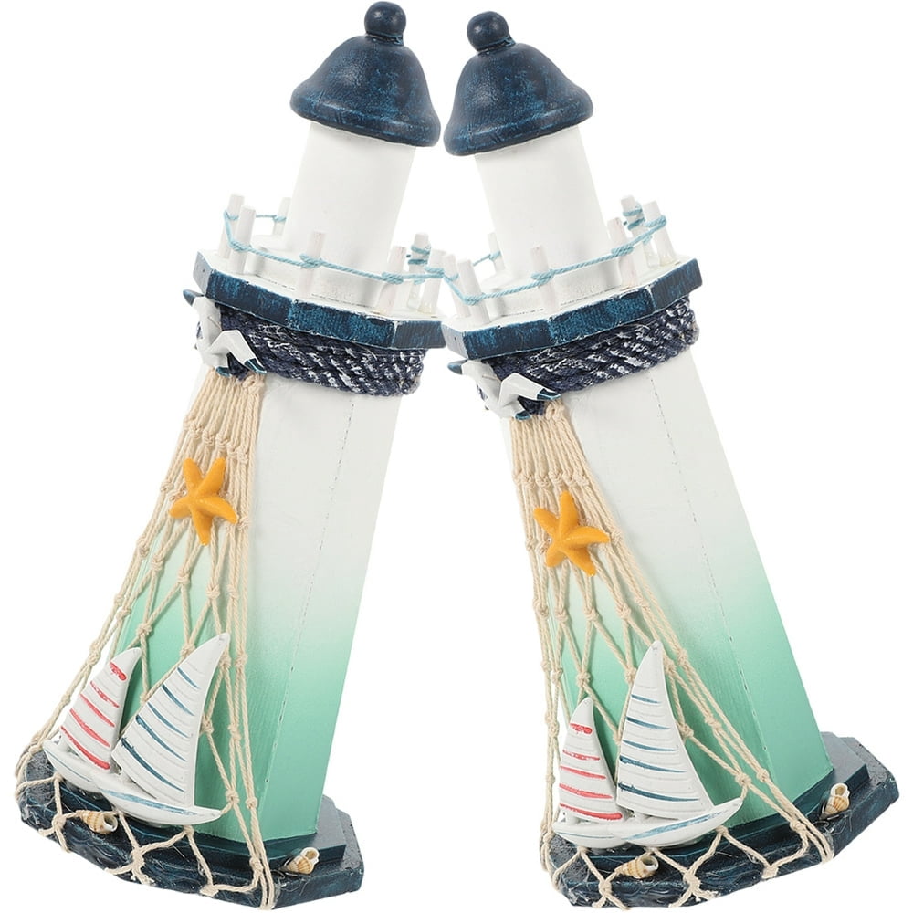 Estbridge 2 Pcs Beach Theme Nautical Lighthouse Ornaments Marine Style ...