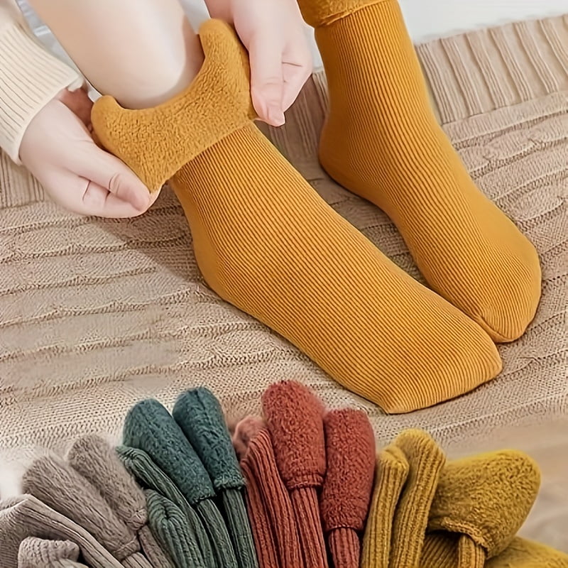 Estbridge 4 pairs Women‘s Fleece Lined Thermal Snow Socks 4 Pairs Cozy ...