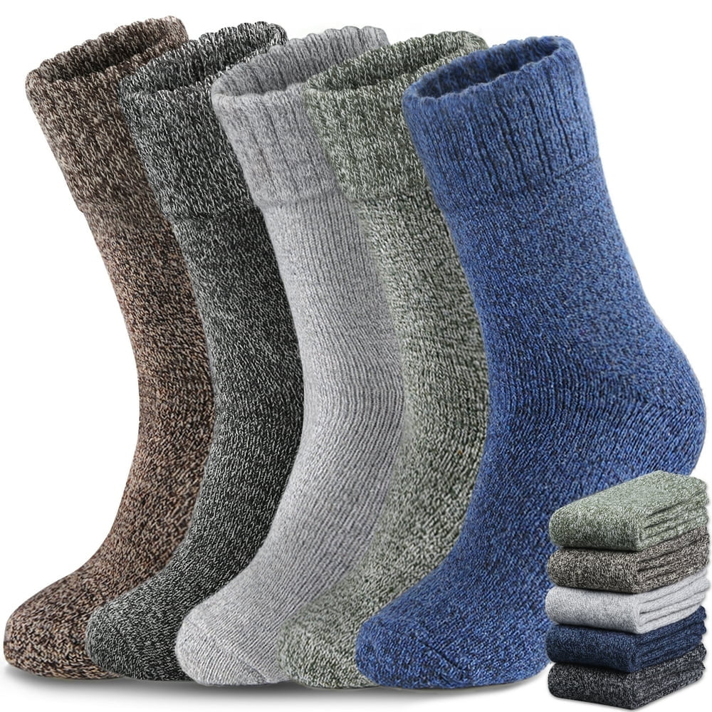 SharkTRUE Estbridge 5 Pairs Merino Wool Socks for Men Thick Winter Wool ...
