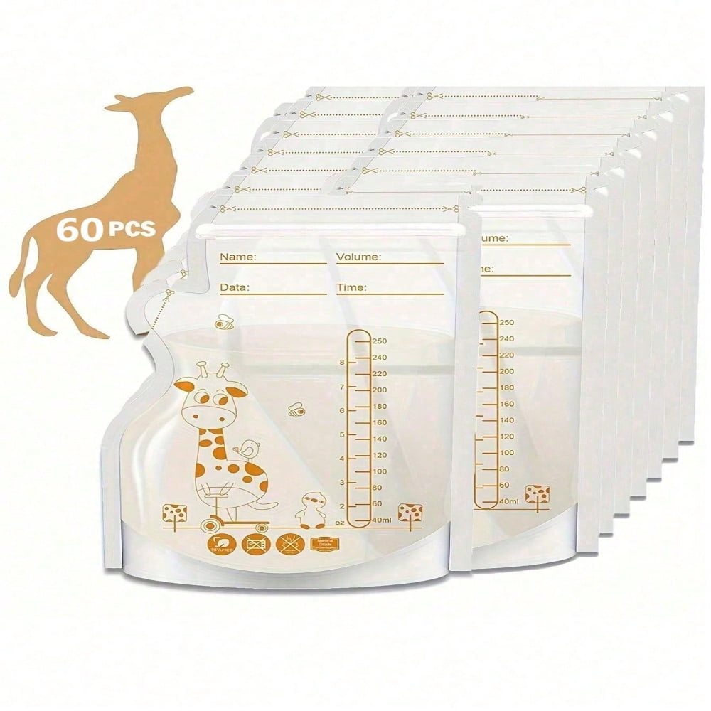 Estbridge 60pcs 8oz Breast Milk Storage Bag Breastfeeding With Pour ...