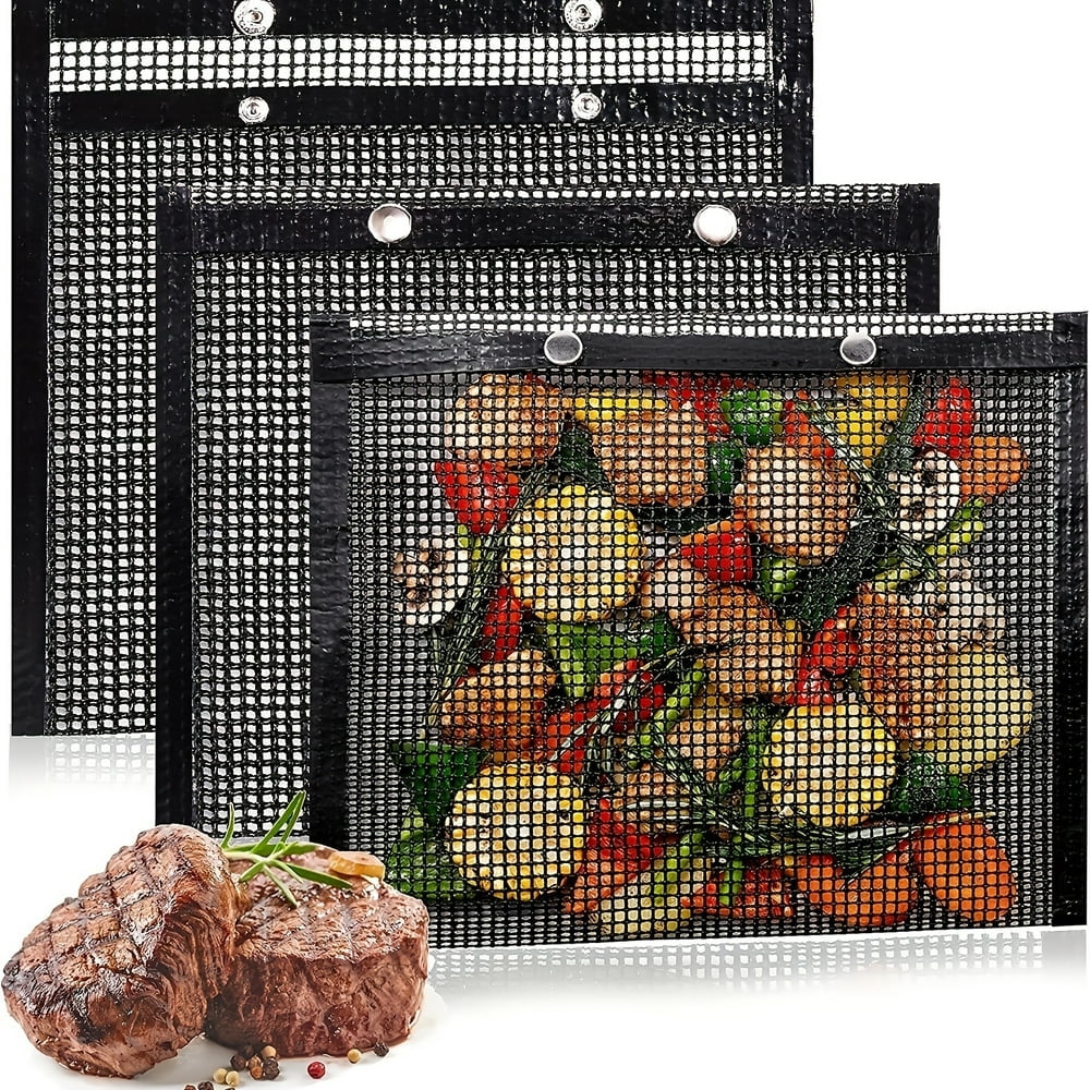 Estbridge BBQ Mesh Grill Bag Non-Stick Mesh Grilling Bags Reusable And ...