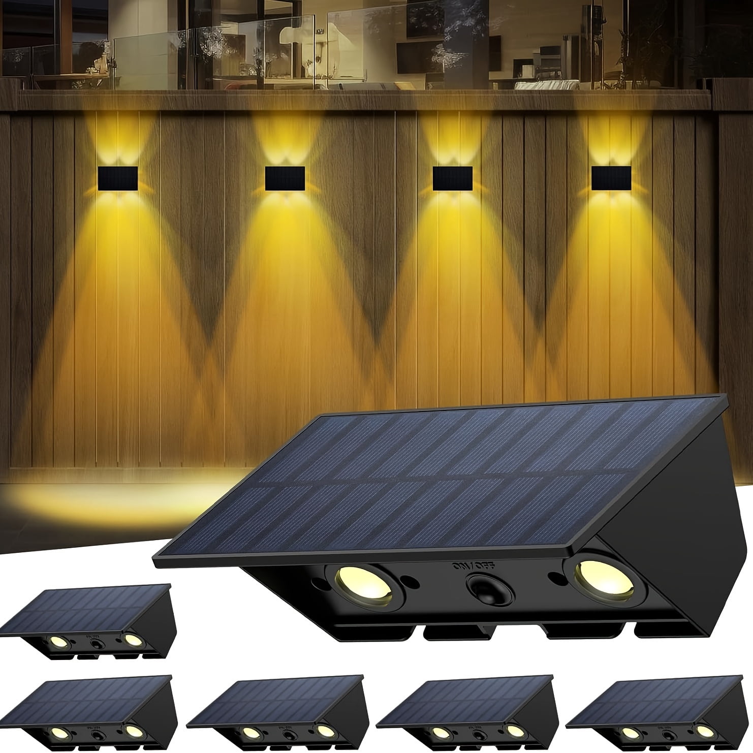 Estbridge Color Changing Solar Powered Fence Lights Outdoor Decorative ...