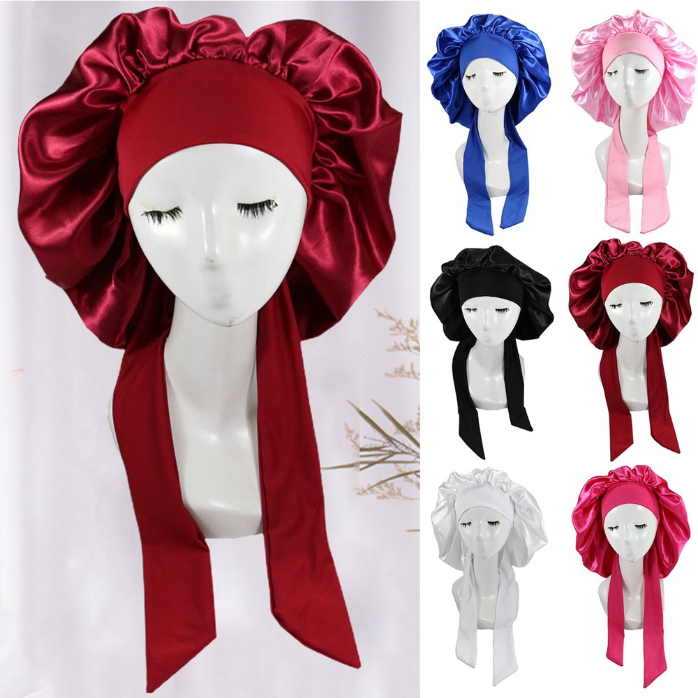 Estbridge Satin Bonnet for Black Women Silk Bonnet for Curly Hair Wraps ...
