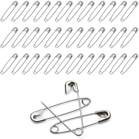 Estbridge Set of 100 Extra-Large 1-3/4” Silver Safety Pins Fastener ...