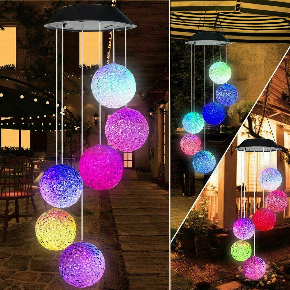 Estbridge Solar Wind Chime Light Solar Powered Color Changing LED ...
