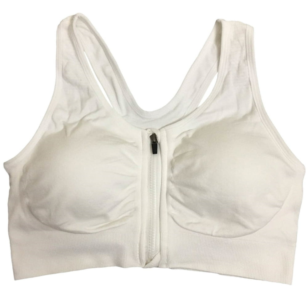 Estbridge Womens Zipper Front Fastening Bra Post Surgery Support Bra ...
