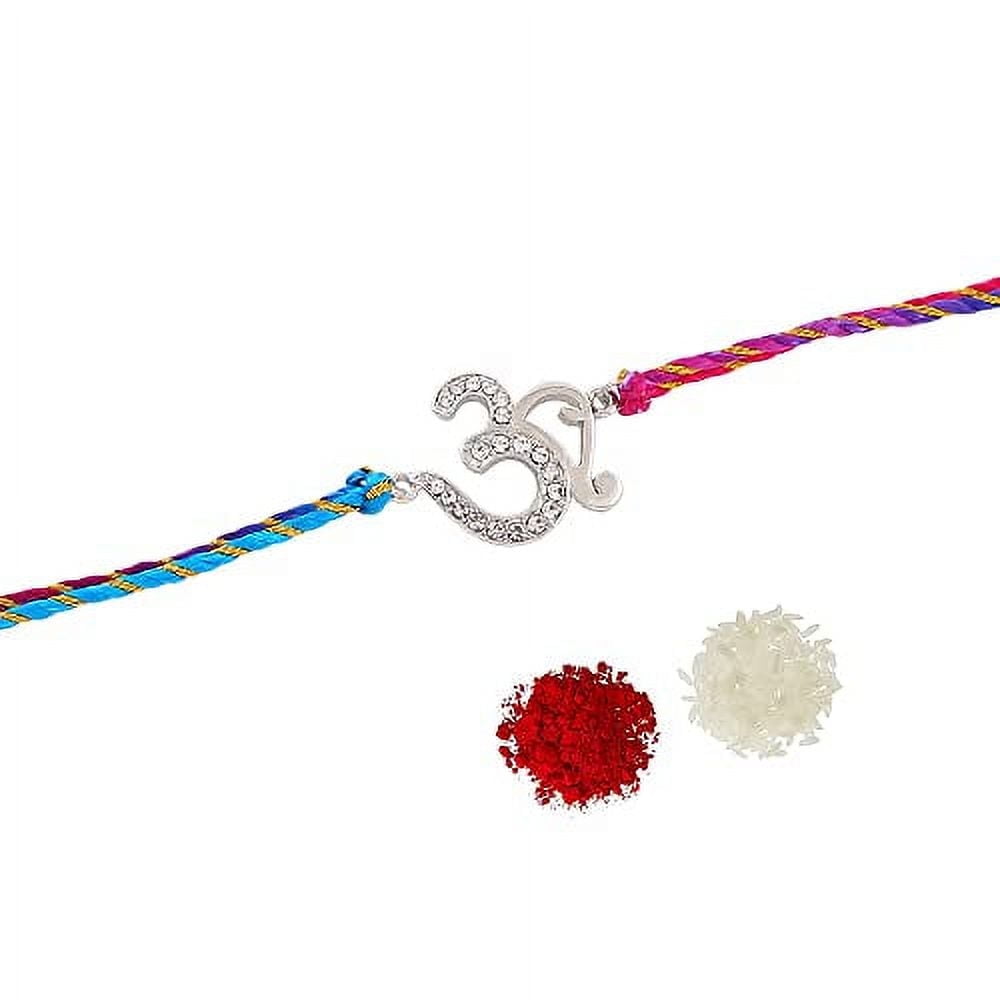 Estele Rhodium Plated Auspicious Om Bracelet With Austrian Crystals ...