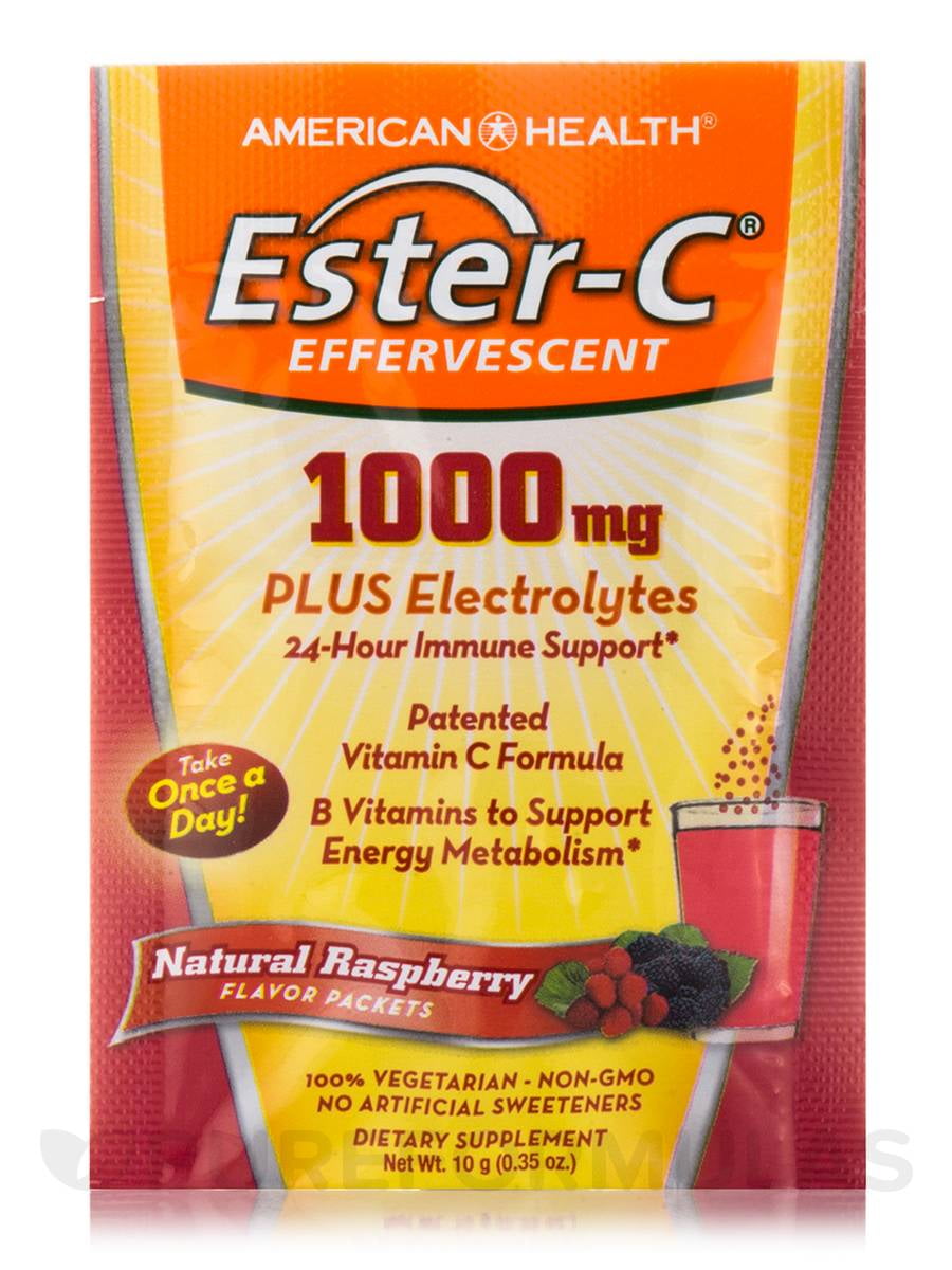 Ester-C Effervescent 1000mg per packet - Raspberry 21 Packets Box ...