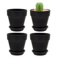 Esterno Small Black Terracotta Planter Pots with Drainage Holes and ...